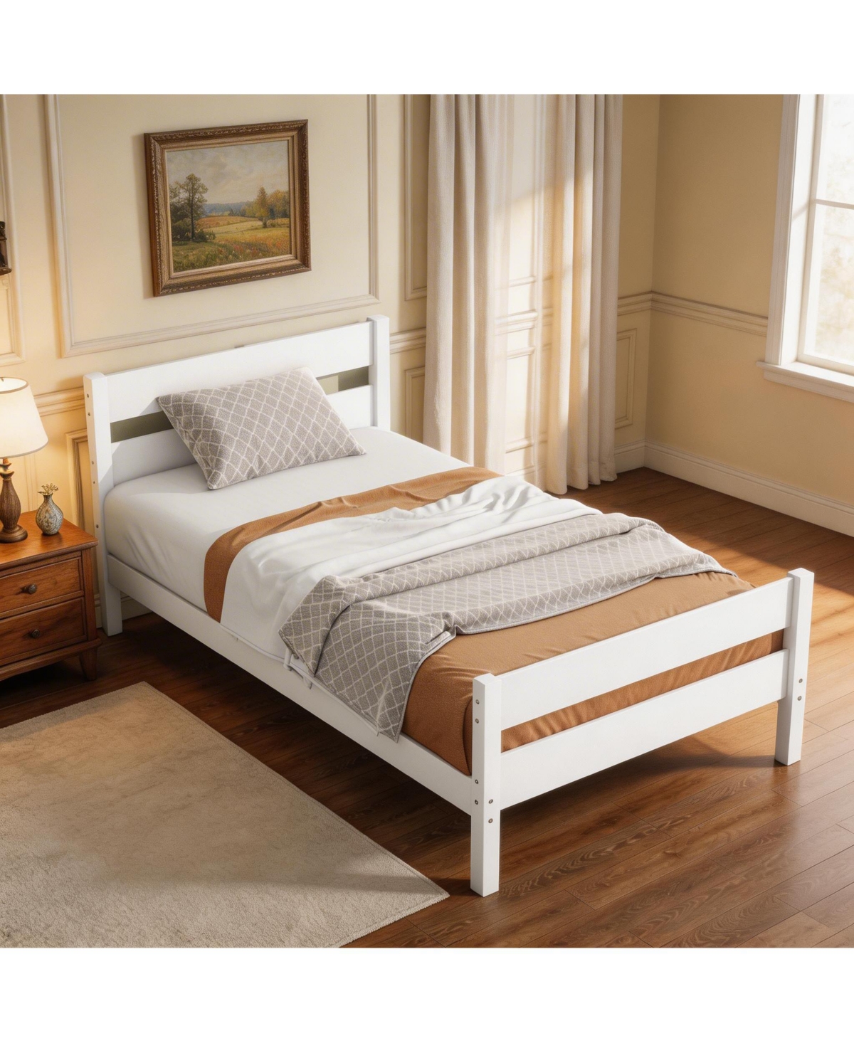 Click here for Sailvan Rubber Wood Platform Bed Frame with Headbo... prices