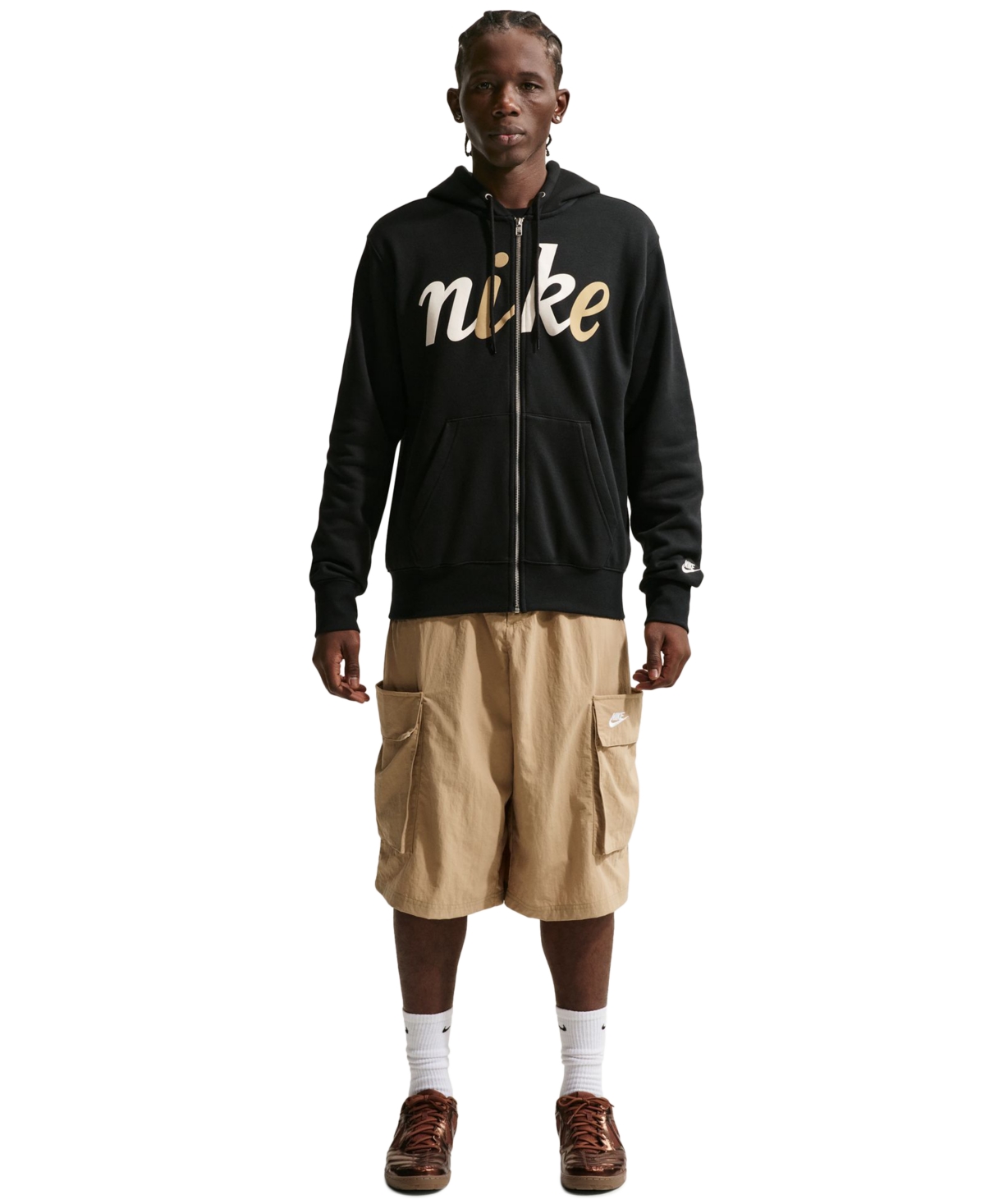 Click here for Nike Mens Fleece Full-Zip Sweatshirt - Black/ Sail prices