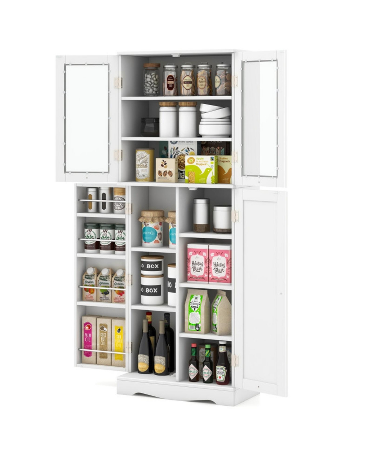 Click here for Gouun Tall Pantry Cabinet with Tempered Glass Door... prices