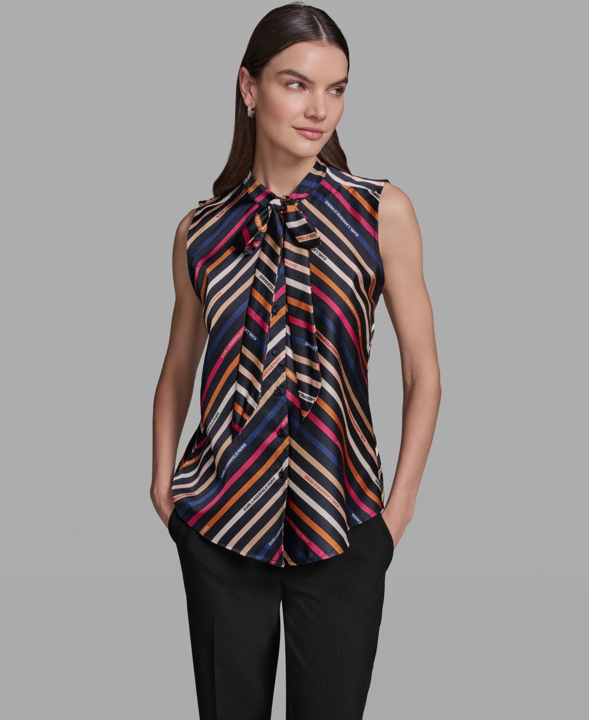 Click here for Karl Lagerfeld Paris Womens Tie V-Neck Sleeveless... prices