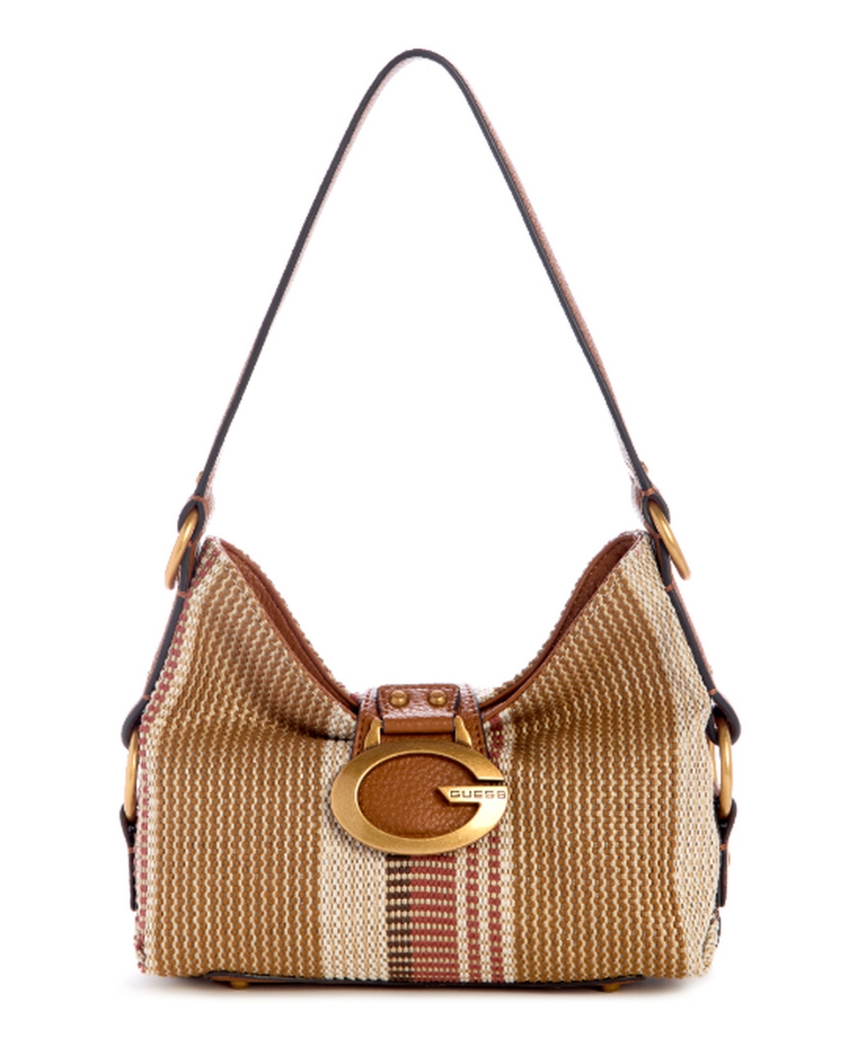 Click here for Guess Camden Small Shoulder Handbag - Cognac Multi prices