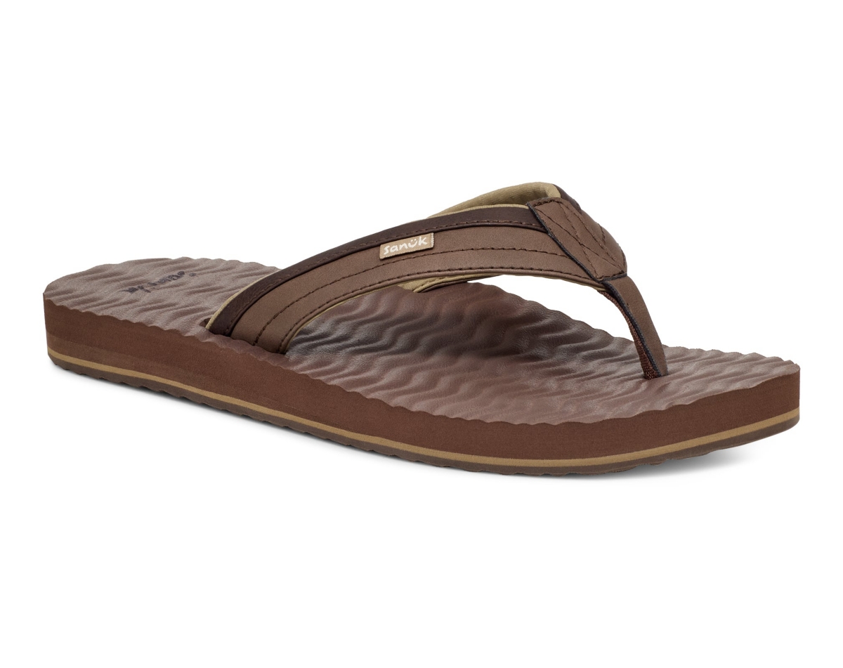 Click here for Sanuk Mens Ziggy Plush Sandals - Brown prices