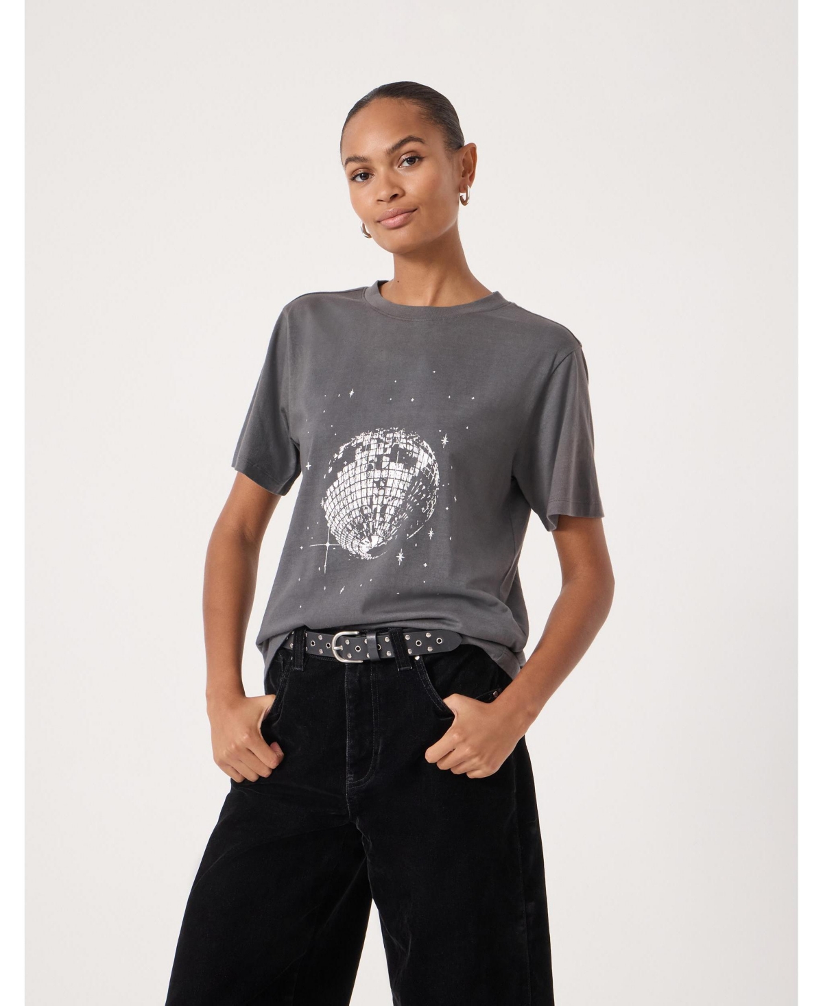 Click here for Hush Womens Disco Ball Graphic T-Shirt - Washed ch... prices