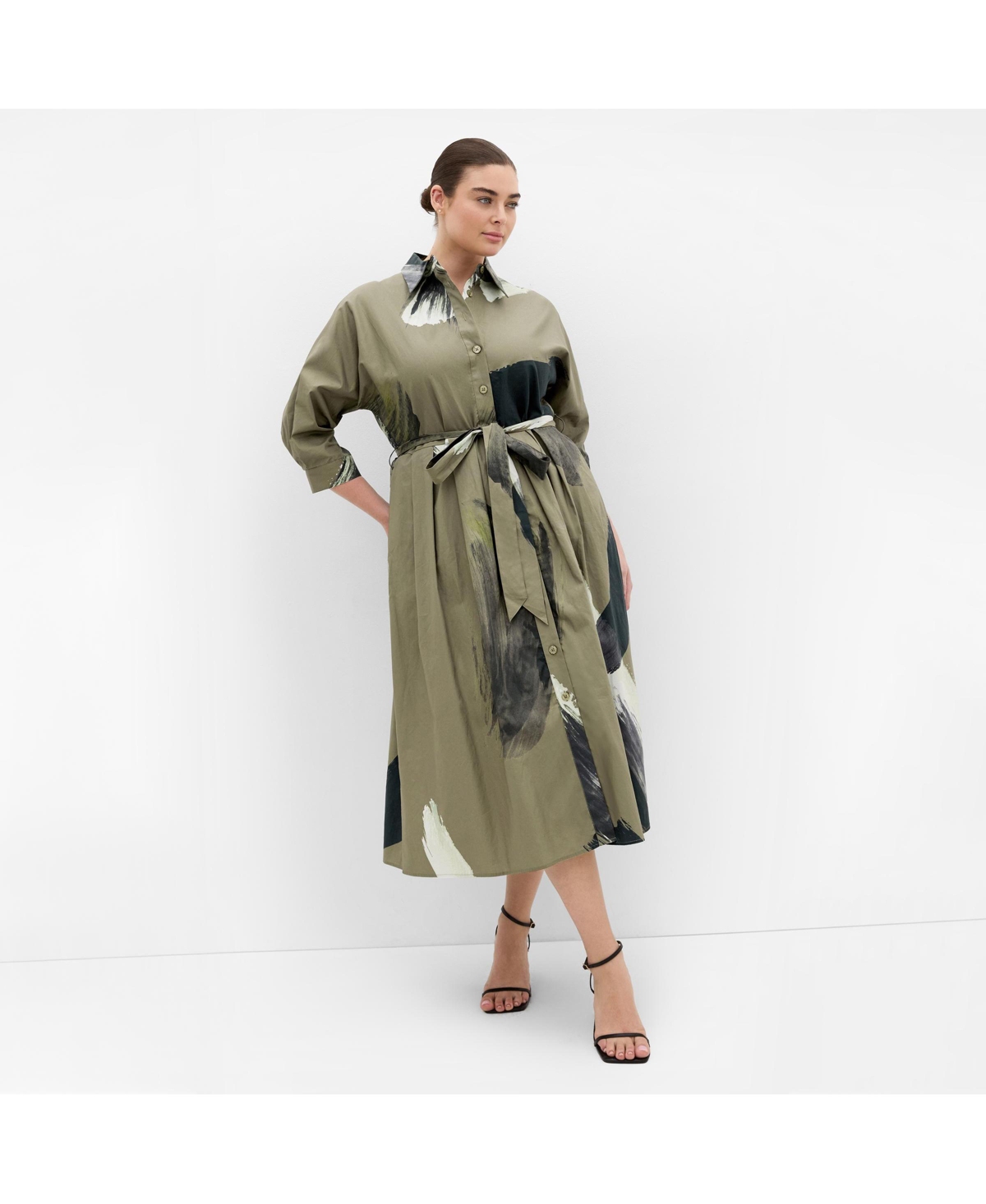 Click here for City Chic Womens Angel Print Shirt Dress - Khaki m... prices