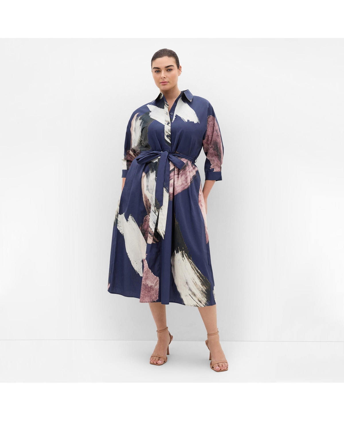 Click here for City Chic Womens Angel Print Shirt Dress - Navy mo... prices