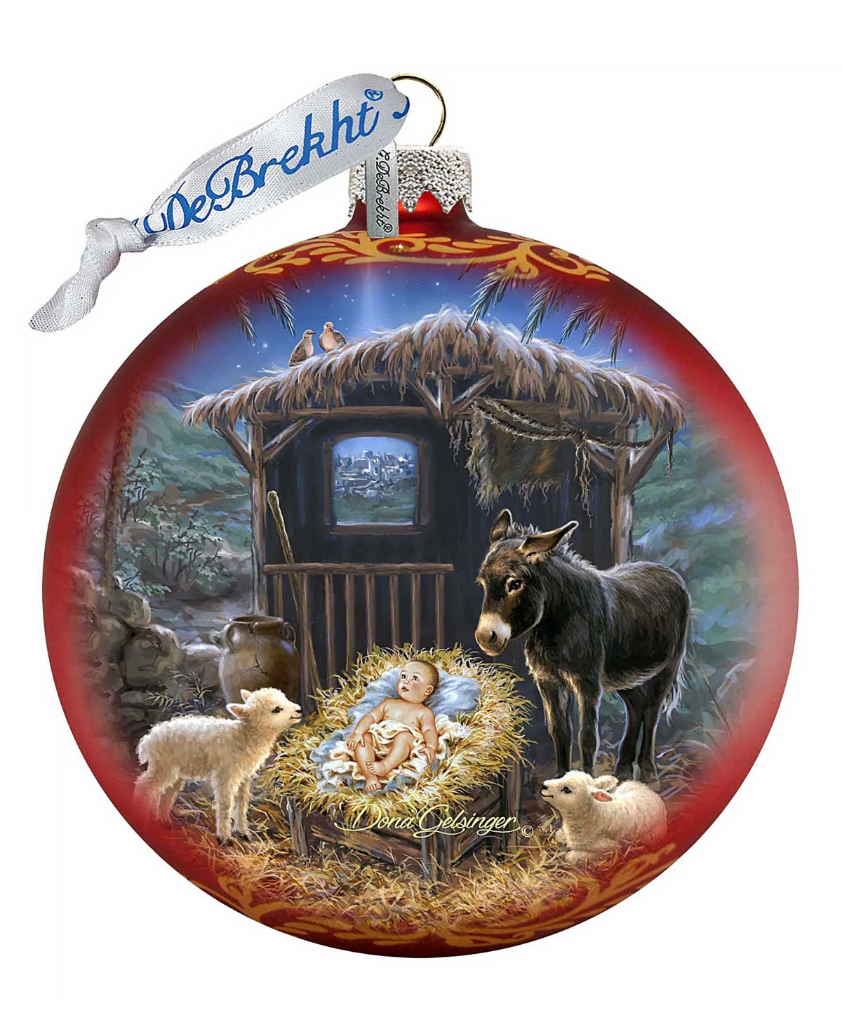 Click here for G.DeBrekht Born in A Stable Glass Ornament by Dona... prices