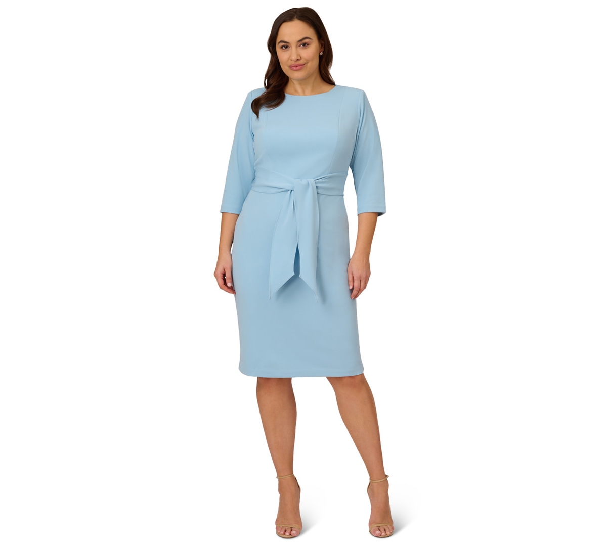 Click here for Adrianna Papell Plus Size Tie-Waist Crewneck Dress... prices