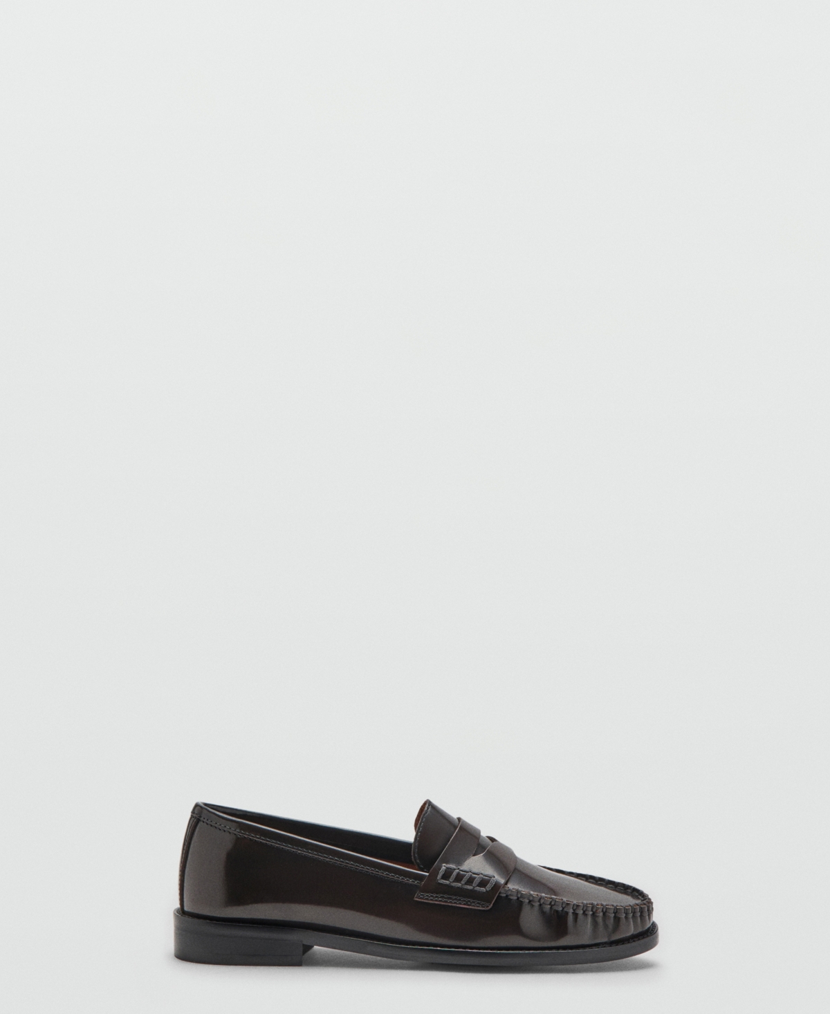 Click here for Mango Womens Gathered Leather Moccasins - Chocolat... prices