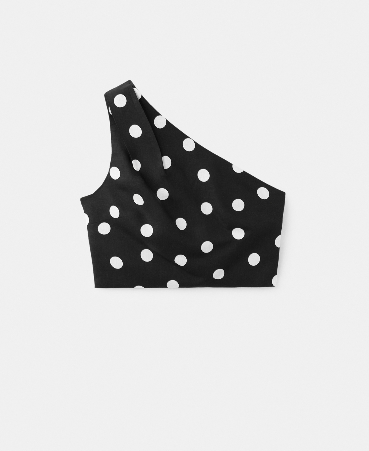 Click here for Mango Womens Asymmetrical Polka-Dot Top - Black prices
