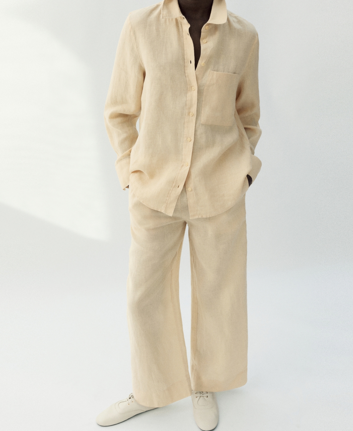 Click here for Mango Womens Straight Linen-Blend Pants - Pastel Y... prices