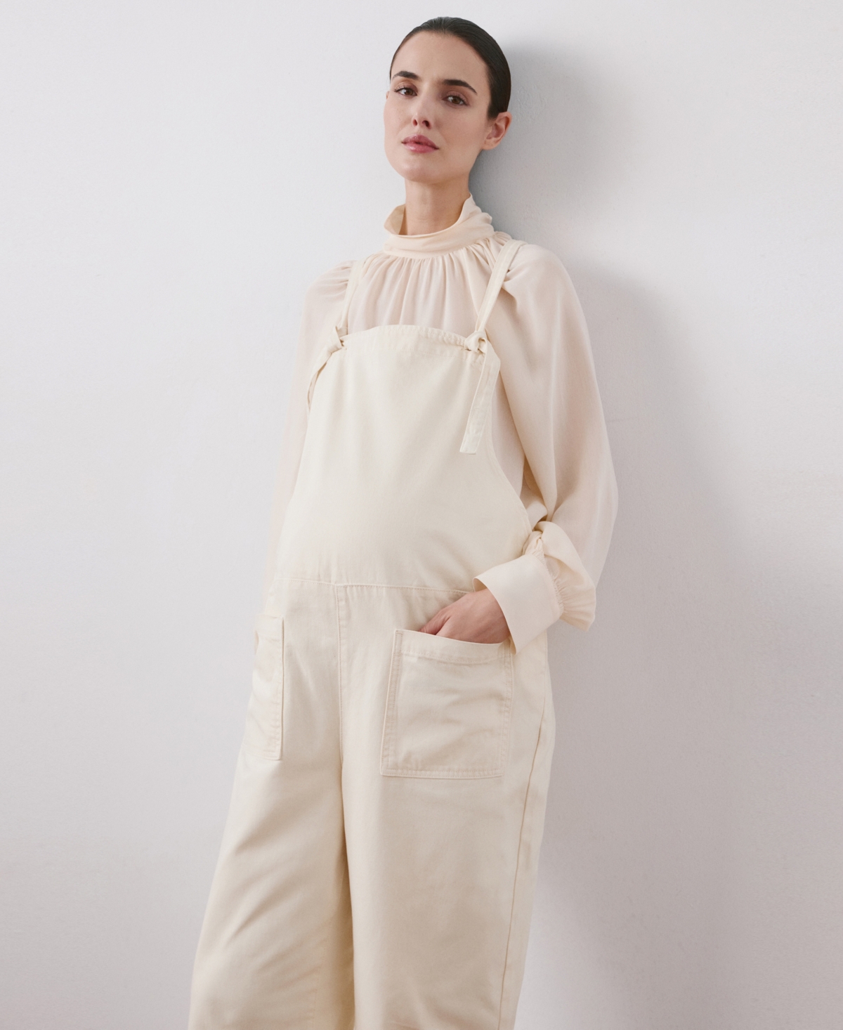 Click here for Mango Womens Maternity Denim Dungarees - Off White prices