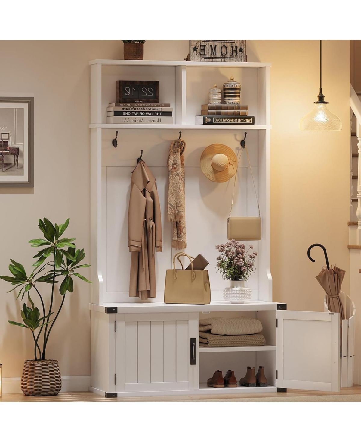 Click here for gaomon 76 Hall Tree with Bench and Shoe Storage  F... prices