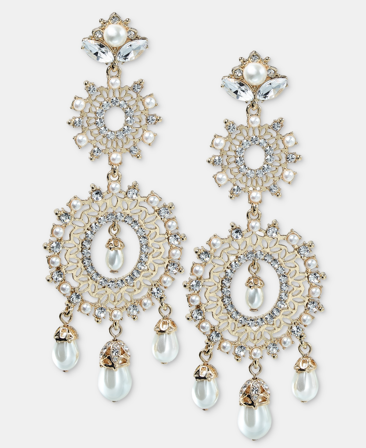 Click here for Marchesa Crystal & Imitation Pearl Chandelier Earr... prices
