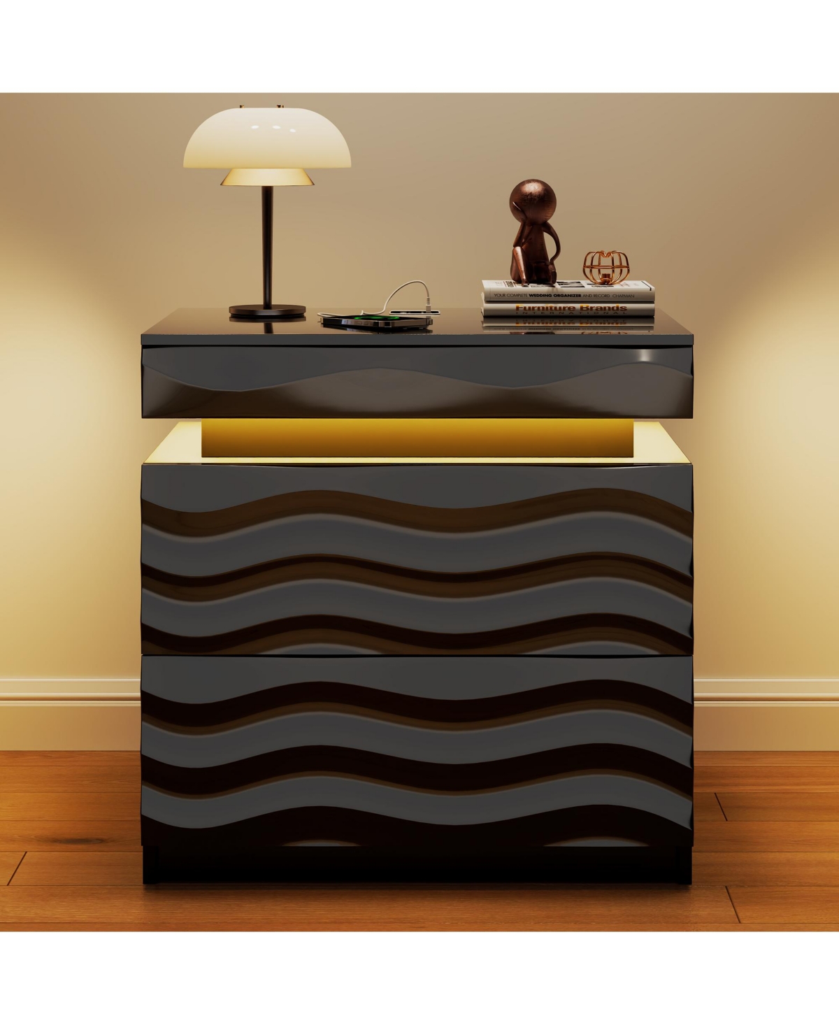Click here for Vlrska Wide 2-Drawer Nightstand with Hidden Storag... prices