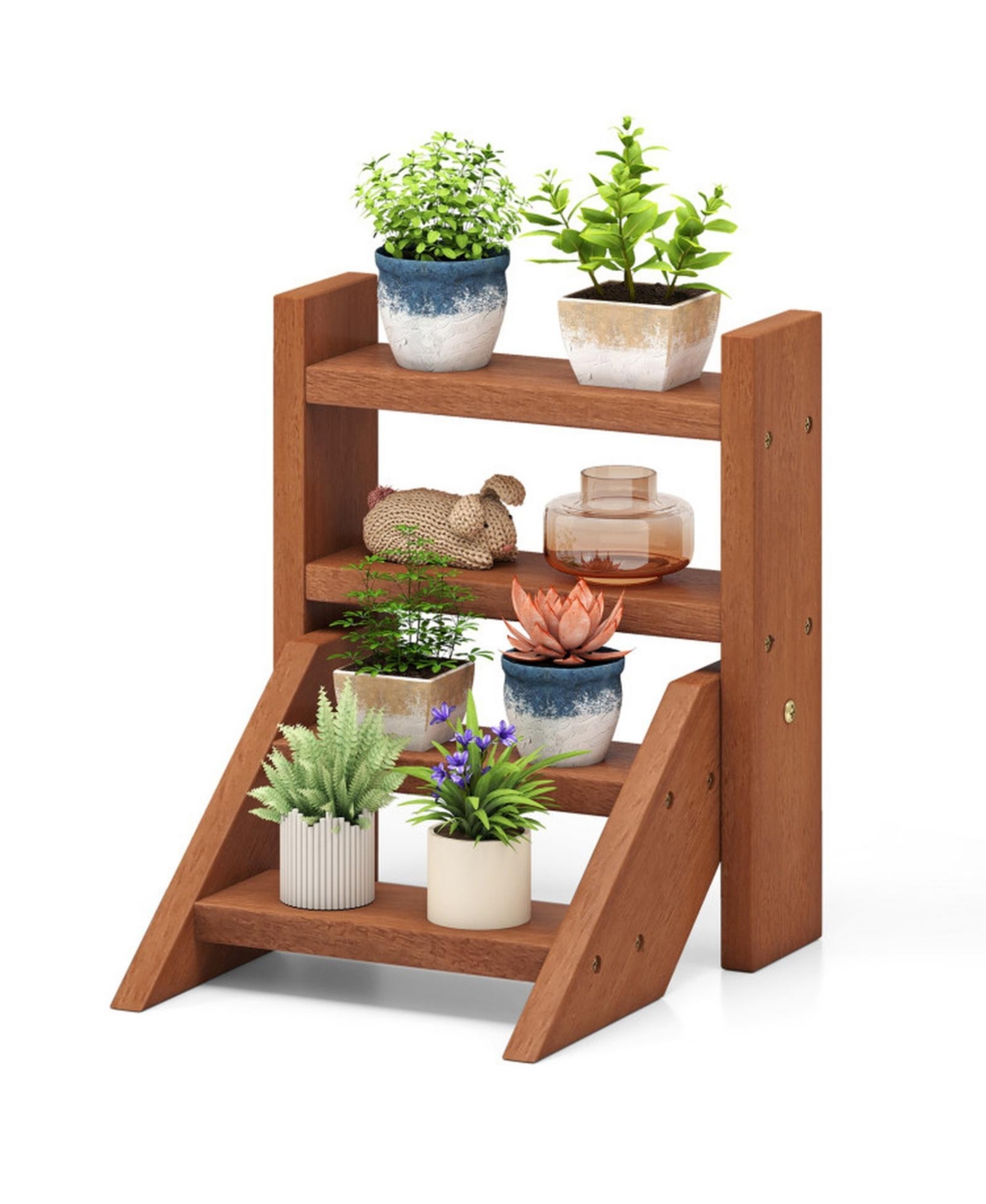 Click here for Gouun 4-Tier Solid Wood Plant Stand with Teak Oil... prices