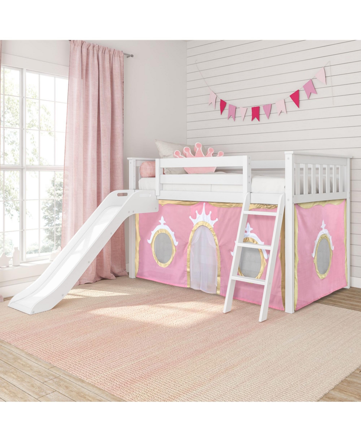 Click here for Max & Lily Low Loft With Easy Slide and Light Pink... prices