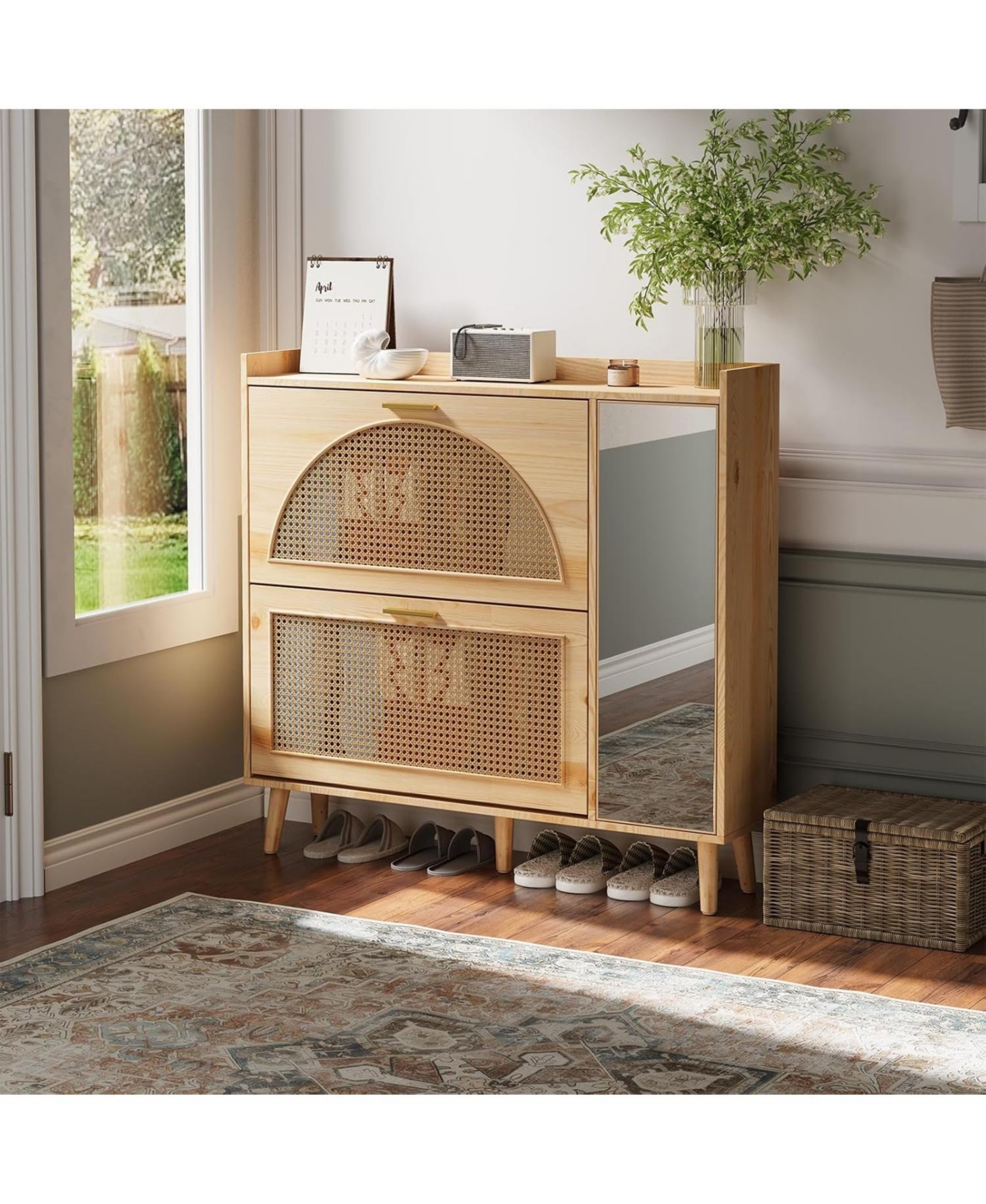 Click here for gaomon Natural Rattan Shoe Storage Cabinet Hidden... prices
