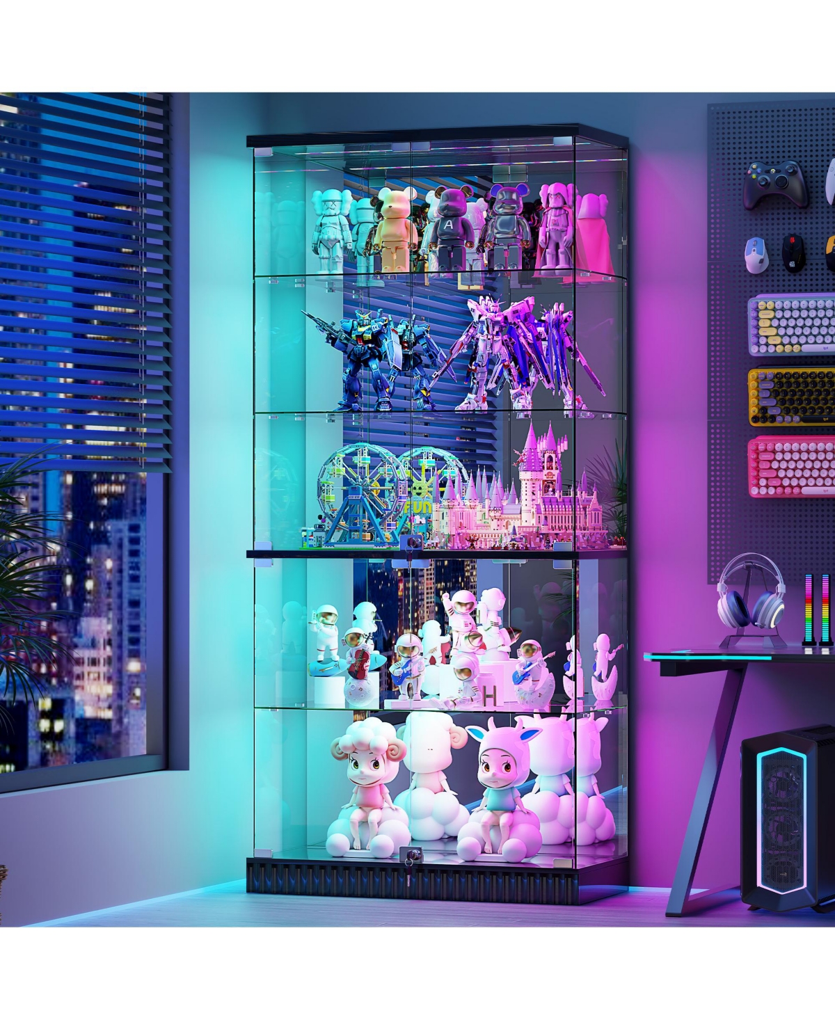 Click here for Vlsrka Glass Display Cabinet with Rgb Lights - Bla... prices