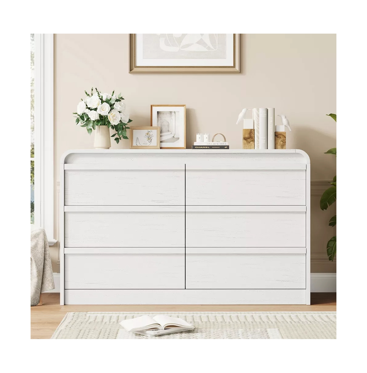 Click here for gaomon Arched 6 Drawer Dresser  Modern Wood Storag... prices