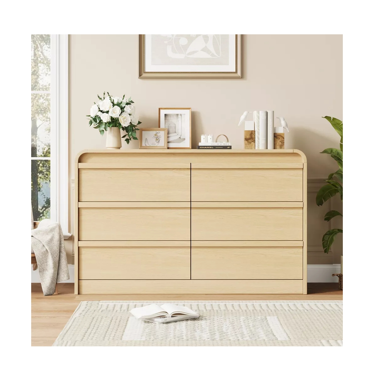 Click here for gaomon Arched 6 Drawer Dresser  Modern Wood Storag... prices