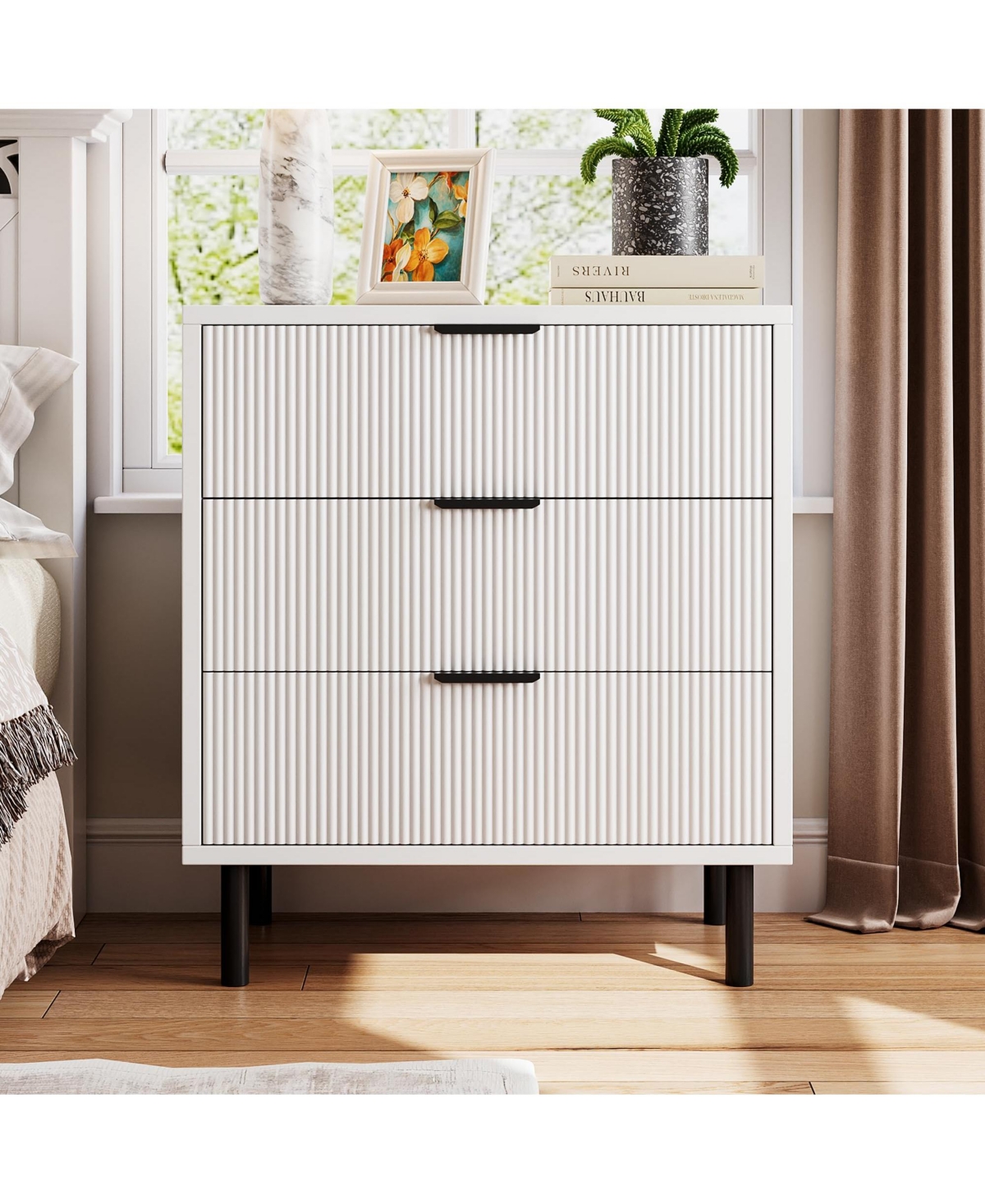 Click here for gaomon 3 Drawer Fluted Dresser for Bedroom  Modern... prices