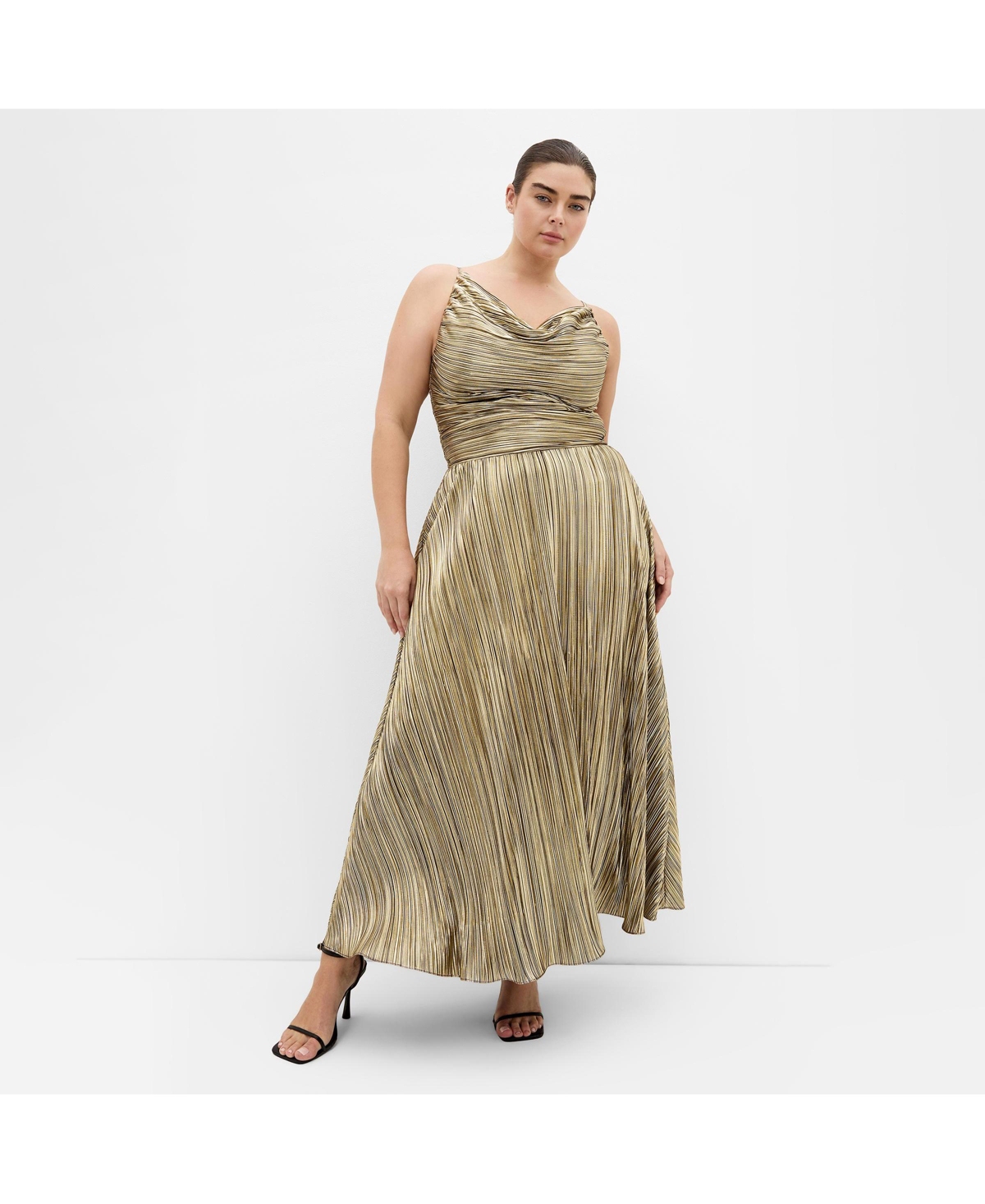 Click here for City Chic Womens Kamila Cowl Neck Metallic Dress -... prices