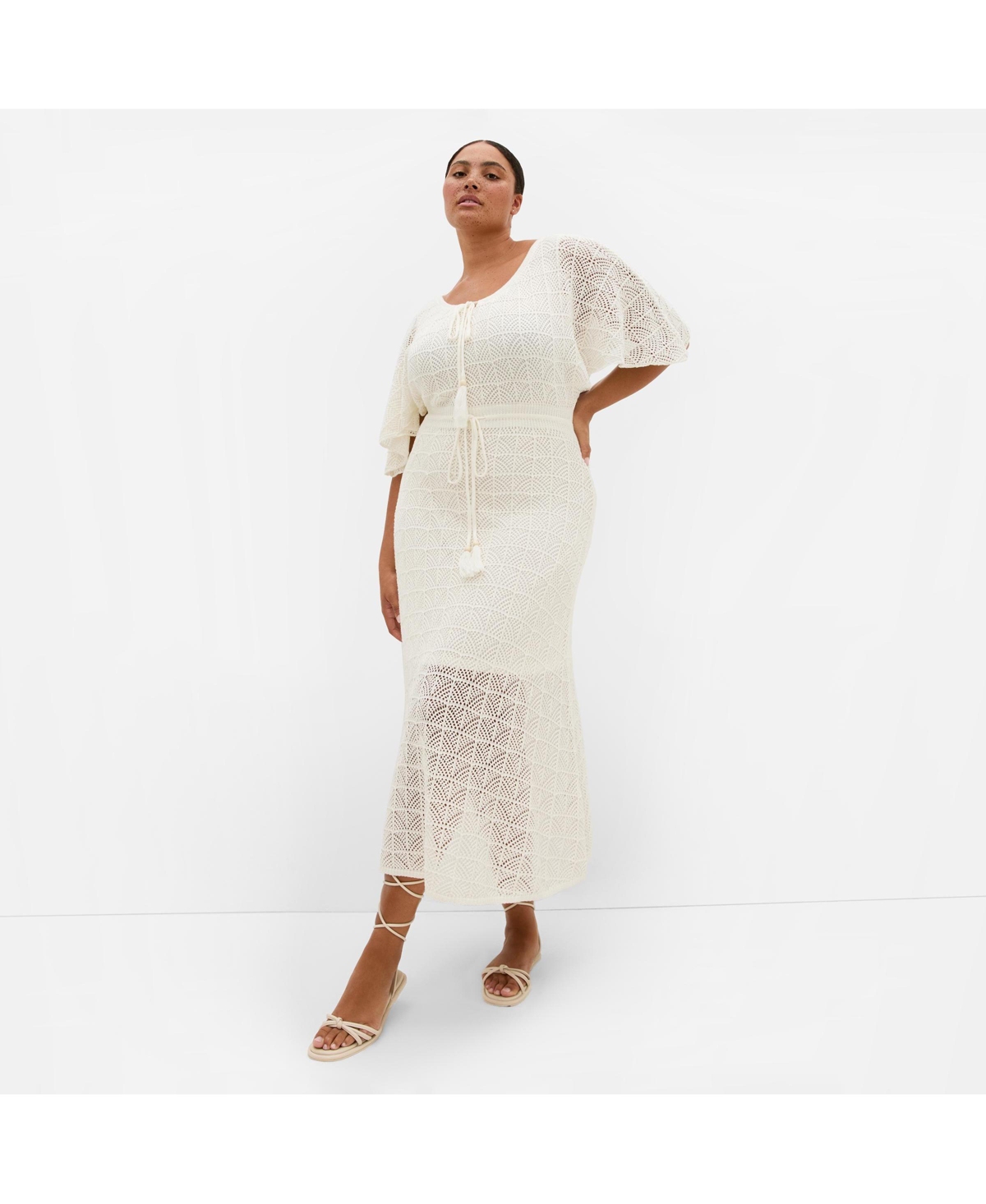 Click here for City Chic Womens Cassie Crochet Knit Dress - Creme prices