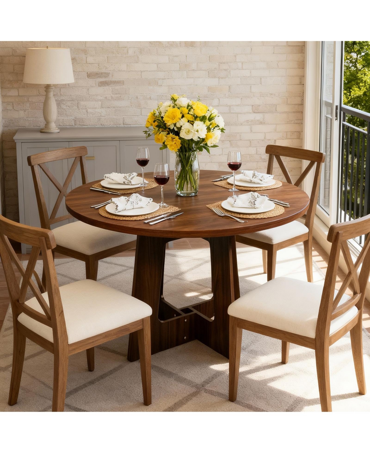 Click here for Homfan 43 Round Dining Table for 4  Space-Saving W... prices