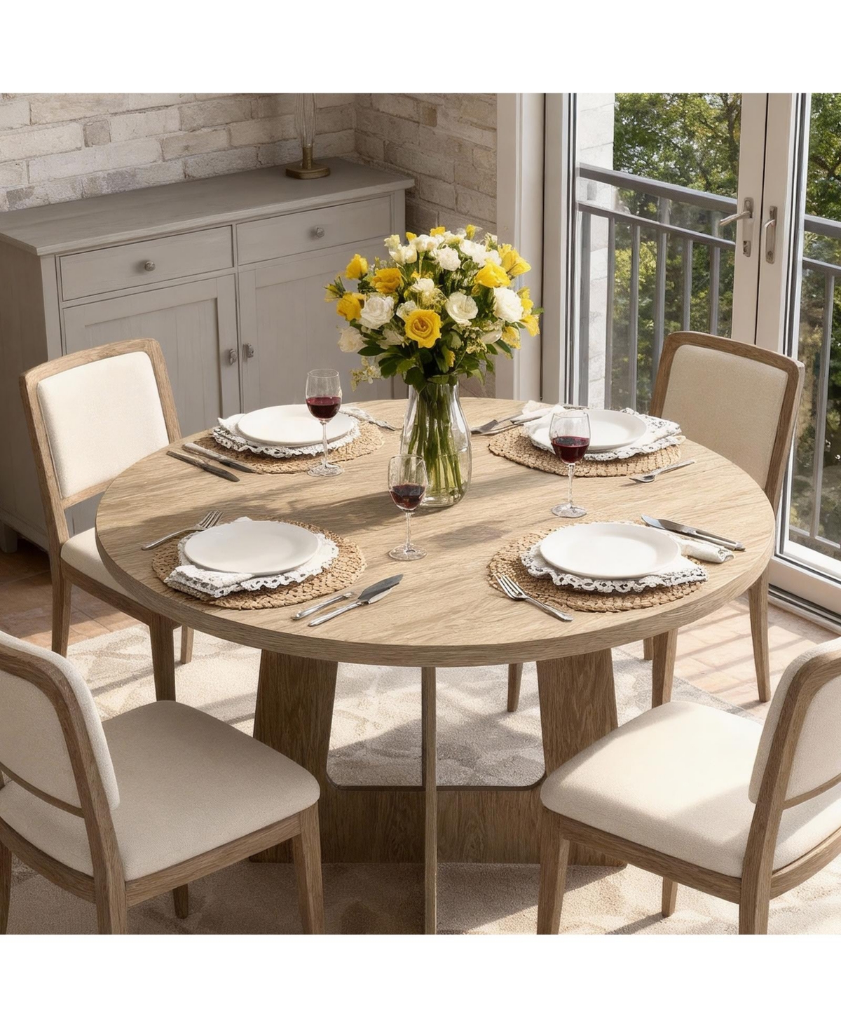 Click here for Homfan 43 Round Dining Table for 4  Space-Saving W... prices