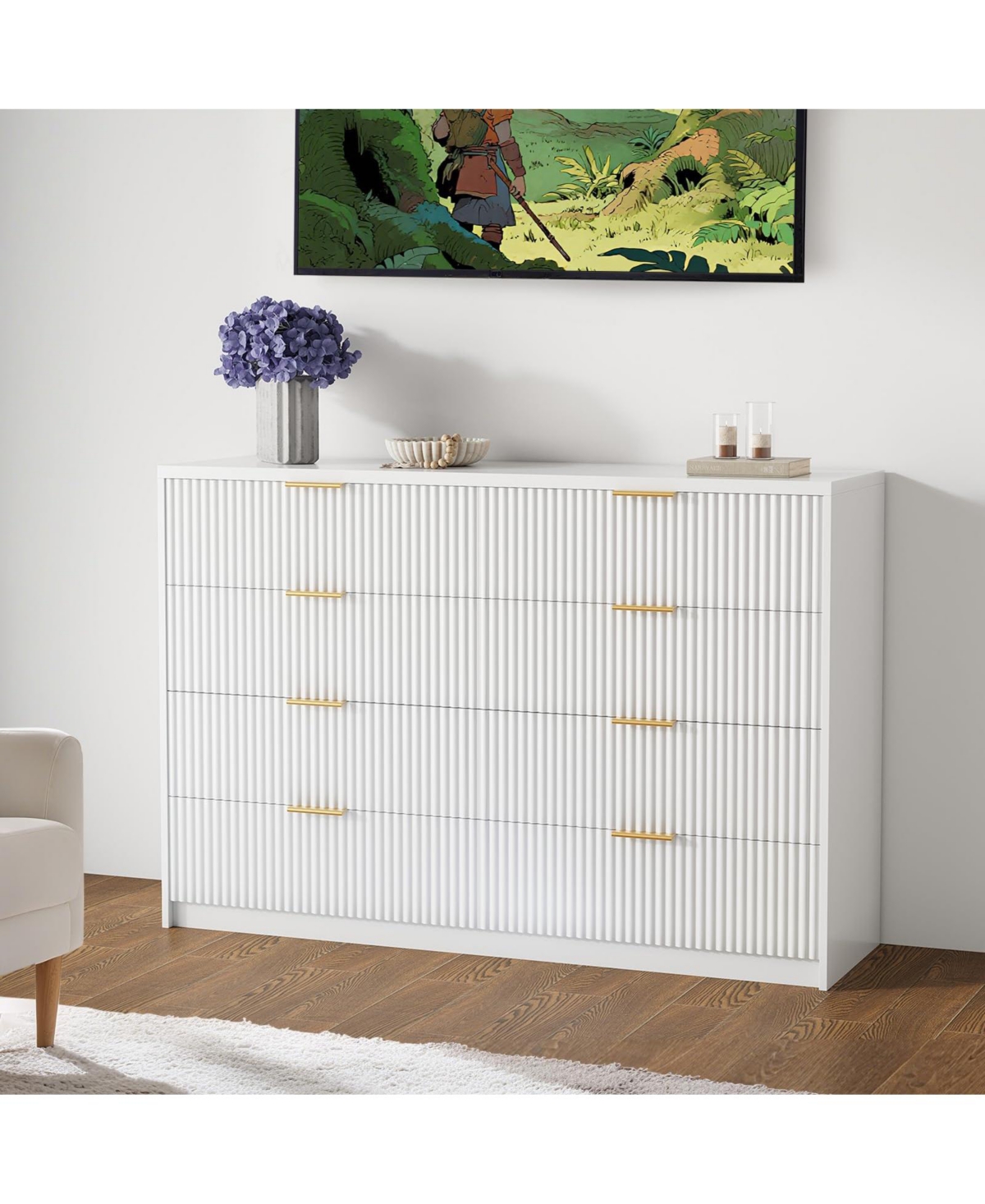 Click here for gaomon 8 Drawer Fluted Dresser with Metal Handles... prices