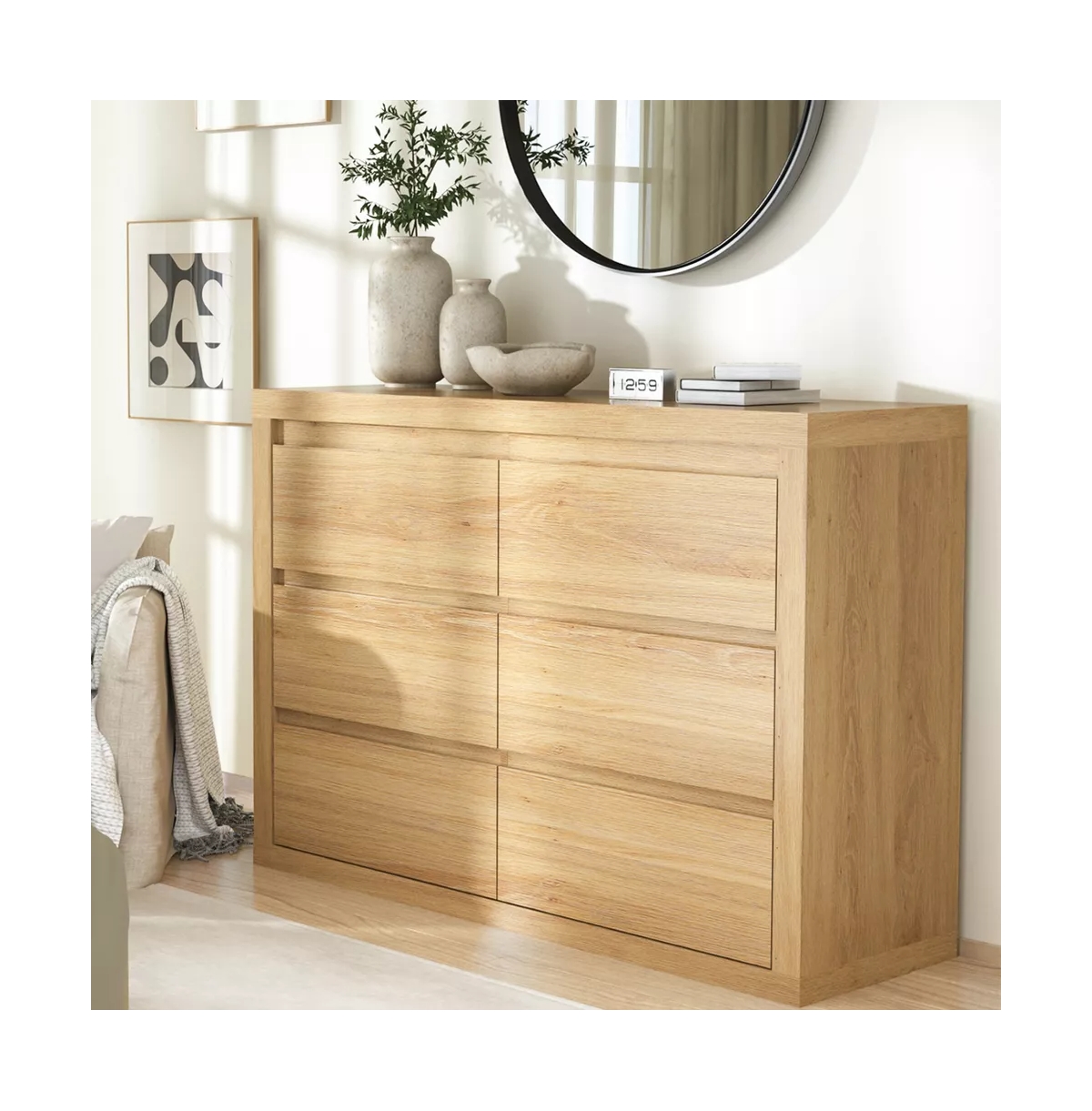 Click here for gaomon 6 Drawer Modern Wooden Dresser with Handlel... prices