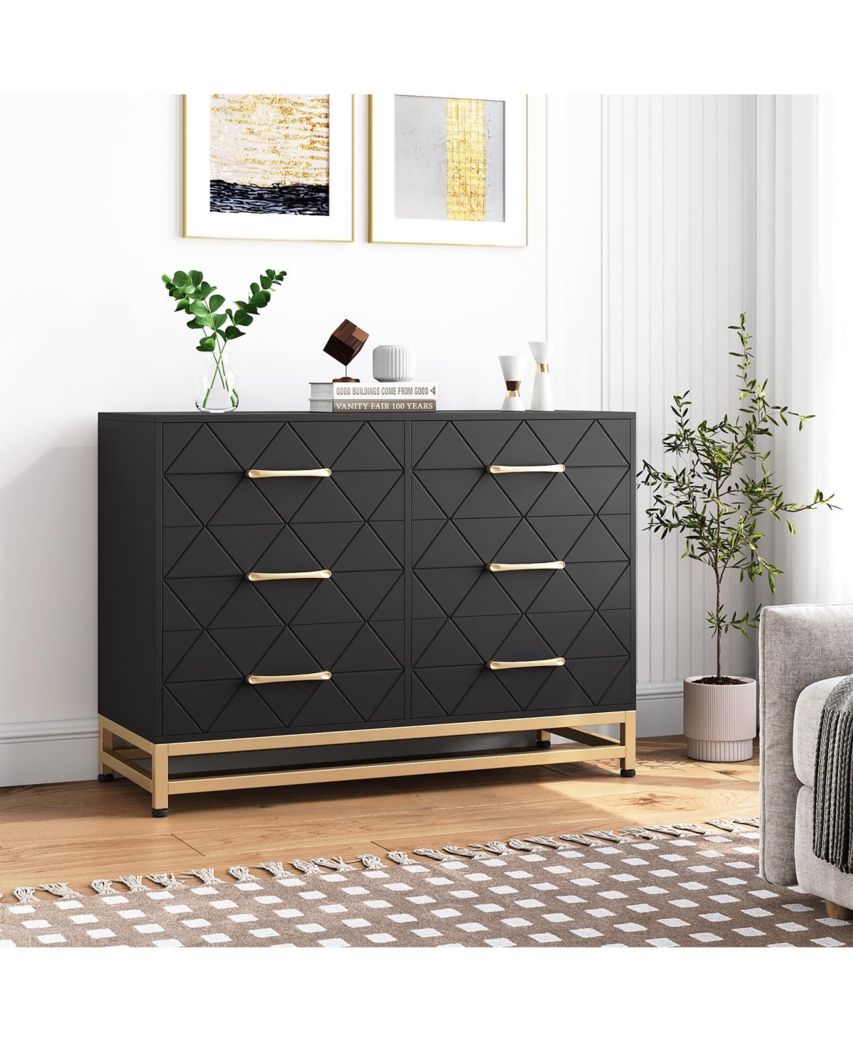 Click here for gaomon 6 Drawer Wood Dresser for Bedroom  Modern S... prices