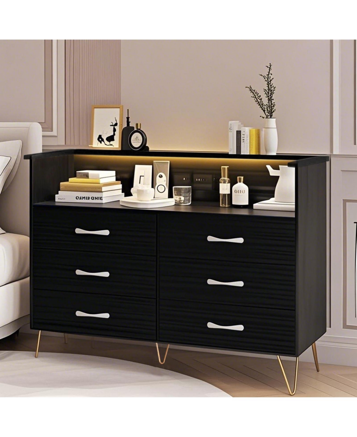 Click here for gaomon 6 Drawer Dresser with Led Lights and Chargi... prices
