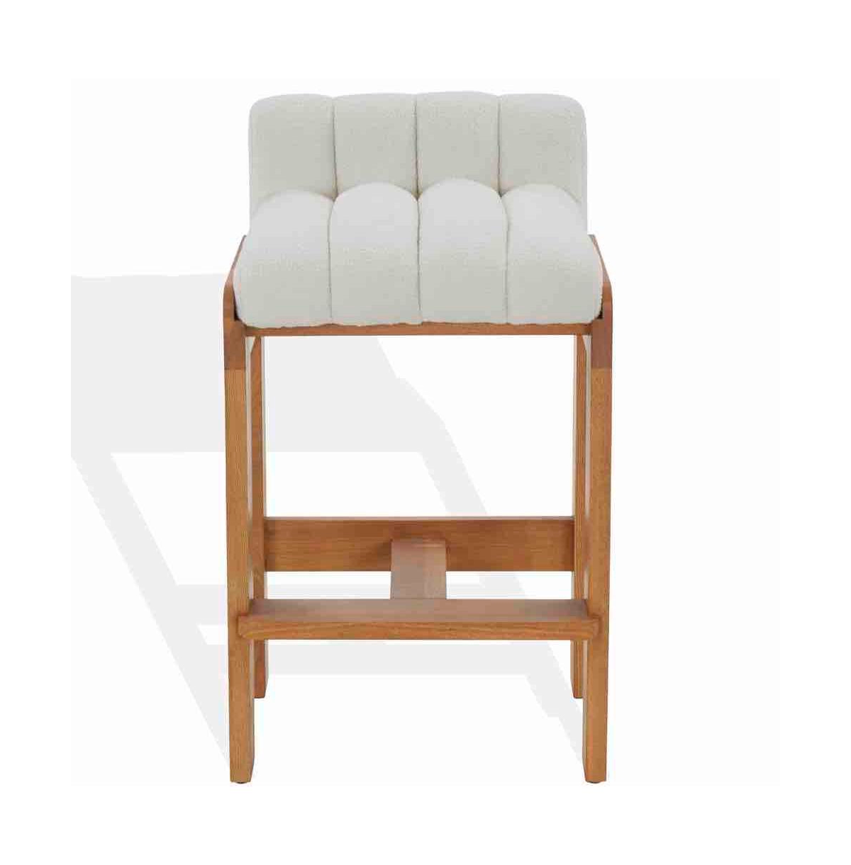 Click here for Delphini Boucle Barstool - Ivory / walnut prices