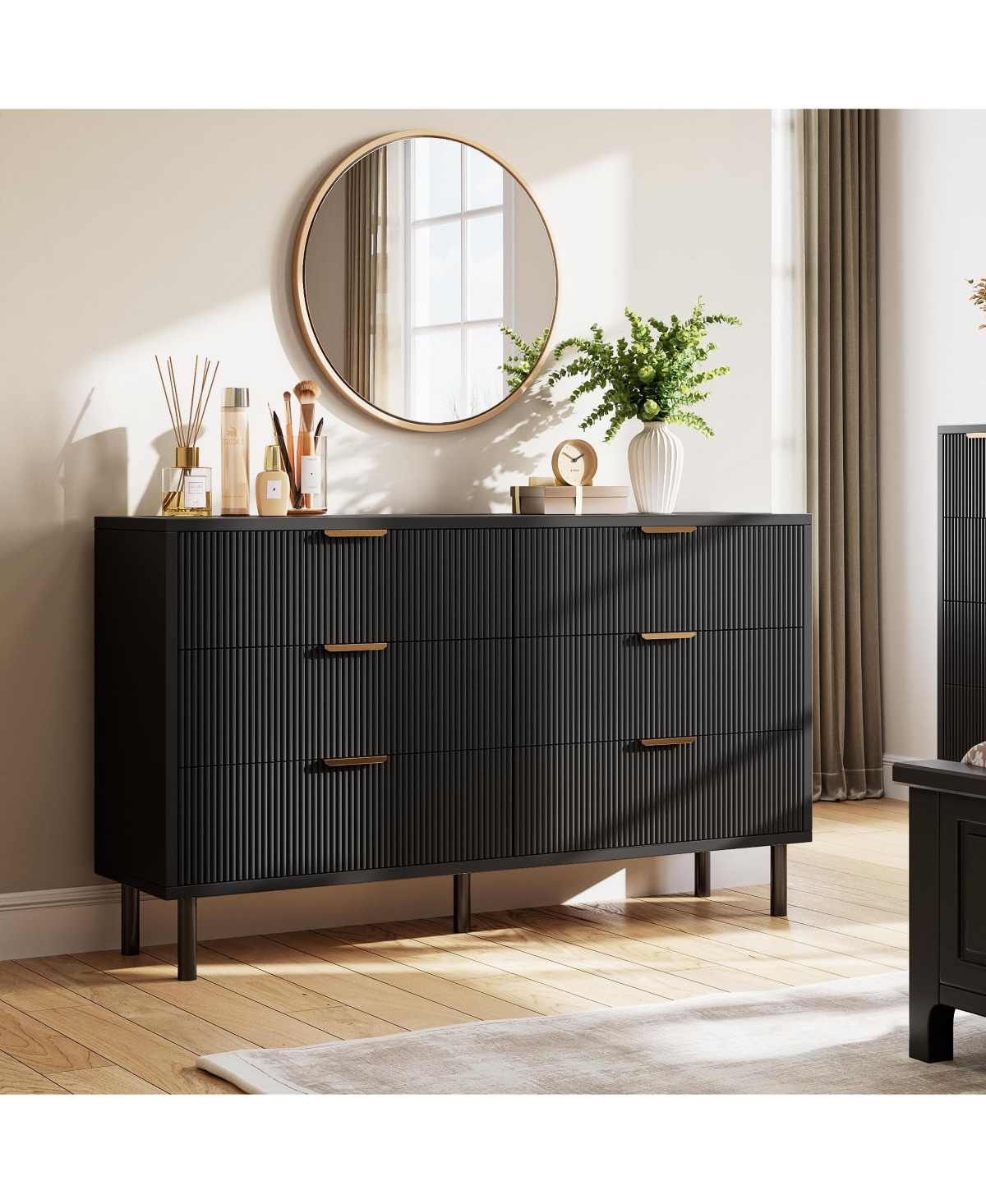 Click here for gaomon Wave Fluted 6 Drawer Modern Dresser with Me... prices