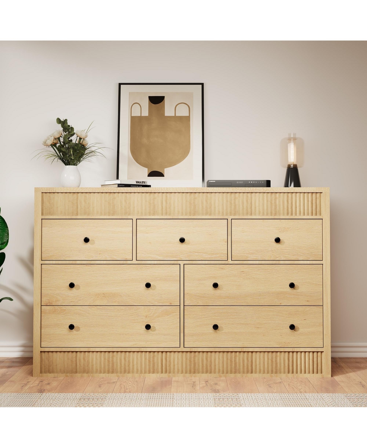 Click here for gaomon Fluted 7 Drawer Wooden Dresser  54 Wide Mod... prices