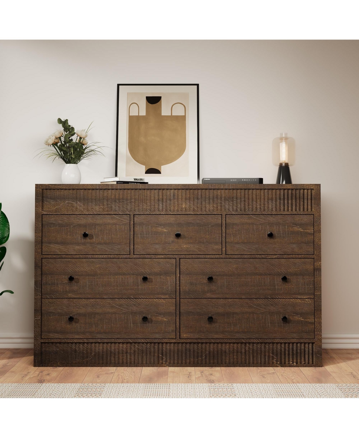 Click here for gaomon Fluted 7 Drawer Wooden Dresser  54 Wide Mod... prices