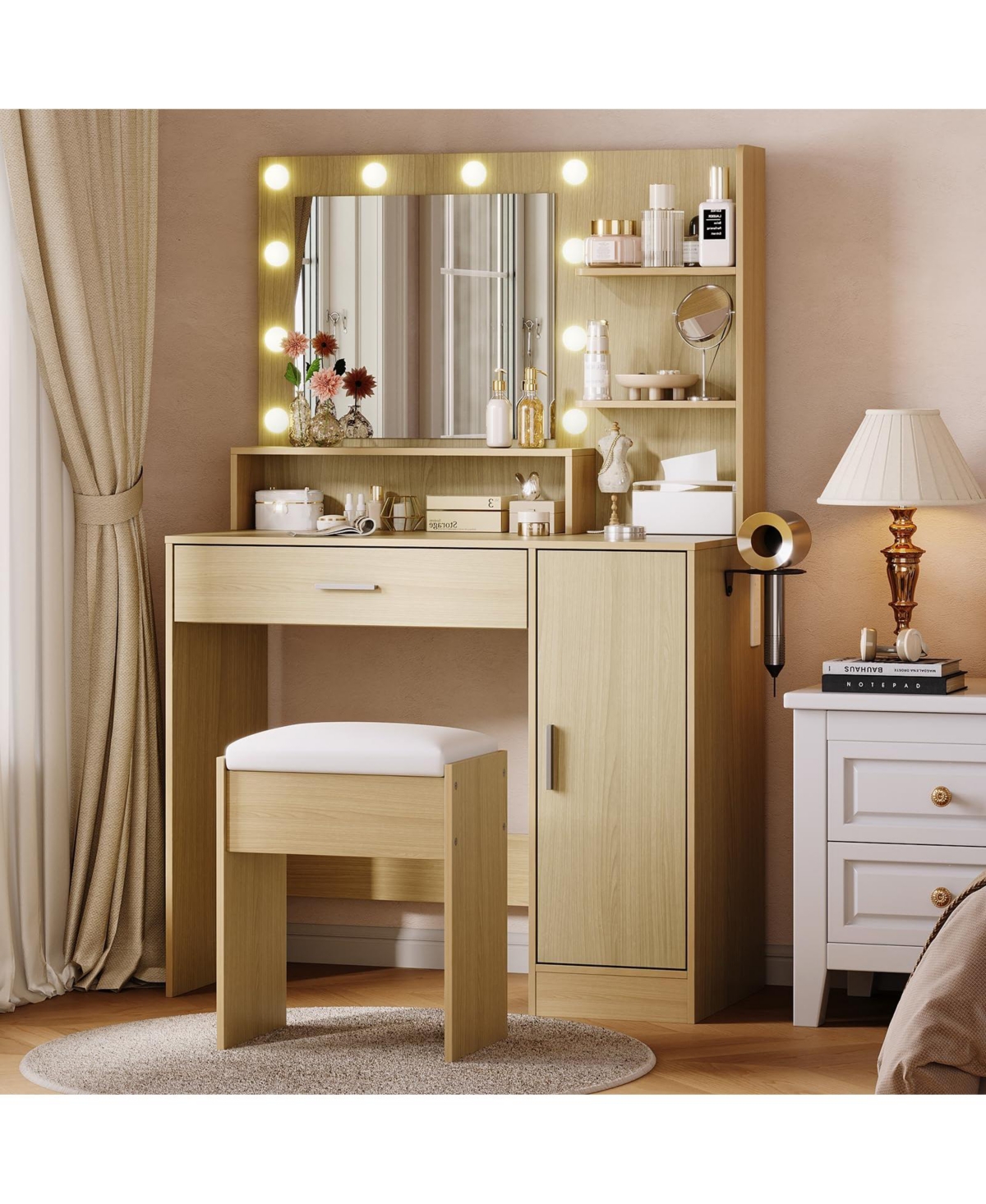 Click here for Homfan Modern Vanity Desk with Mirror Led Lights... prices