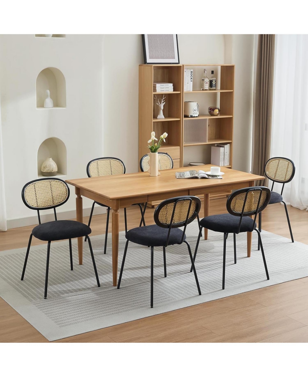 Click here for gaomon Rattan Dining Chairs Set of 6  Mid Century... prices