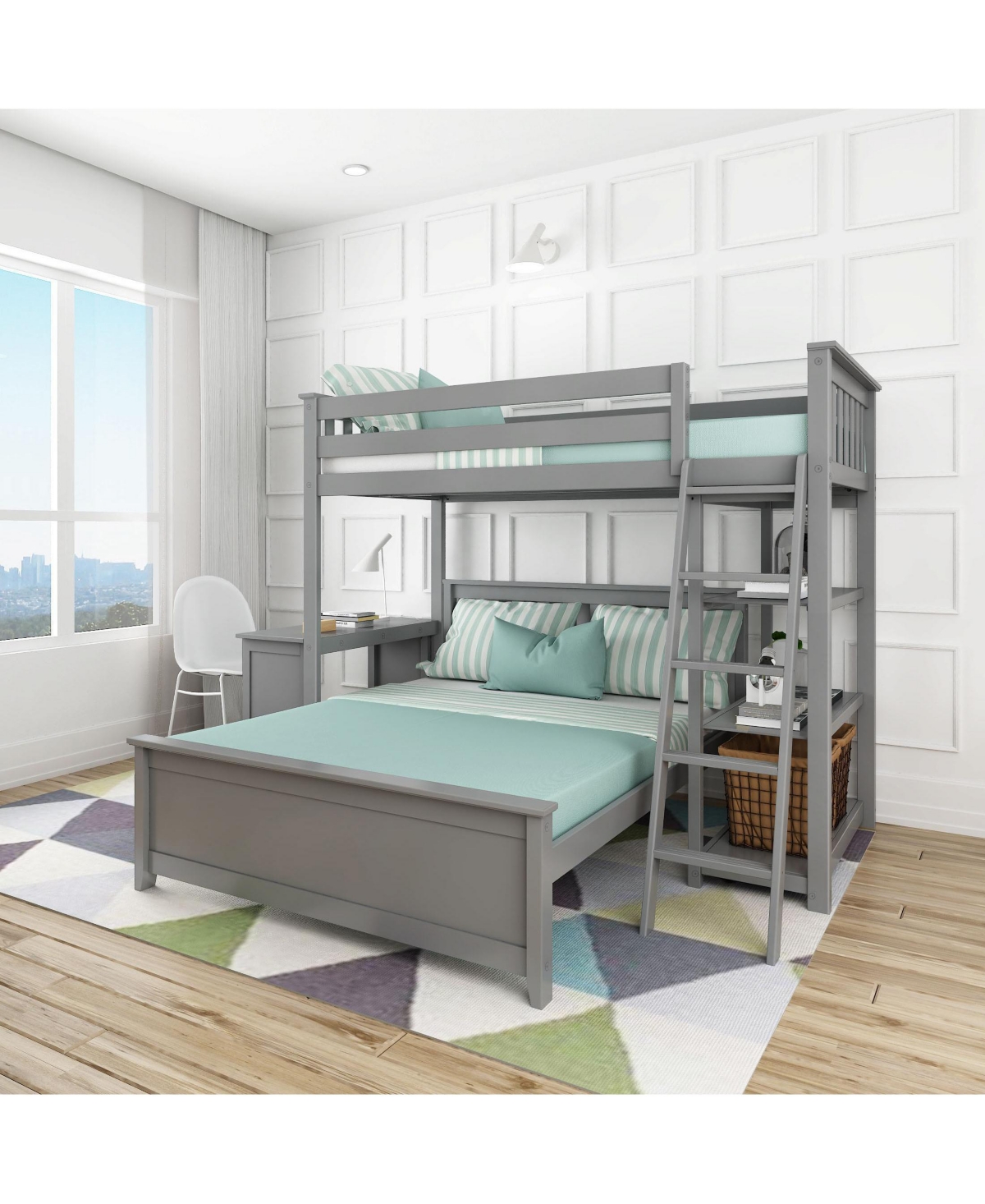 Click here for Max and Lily L-Shaped Twin over Full Bunk Bed with... prices