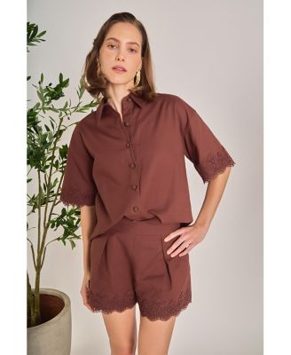 Click here for Womens Linen Lace Shorts Shirt prices