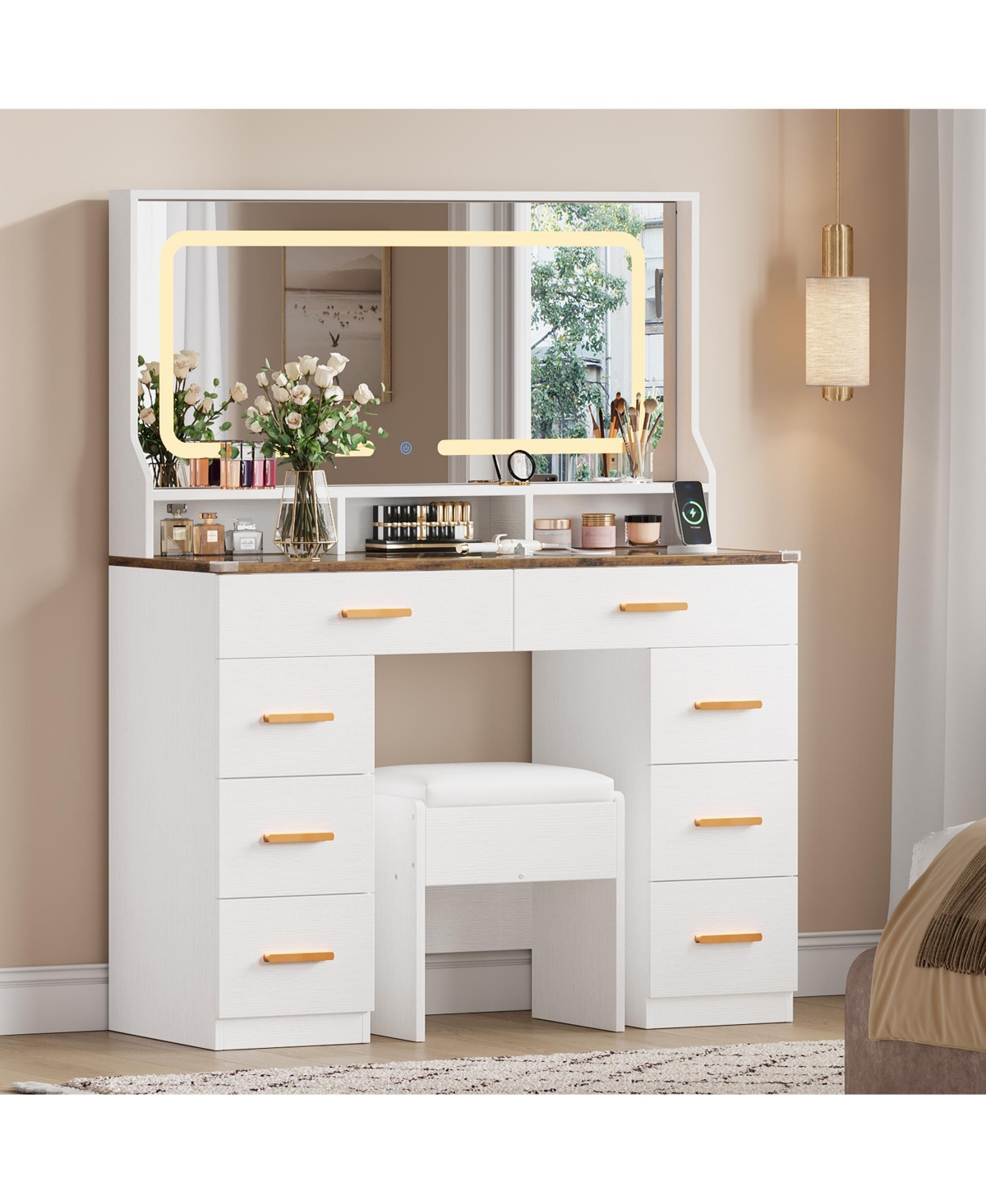Click here for Homfan Makeup Vanity Desk Set with Large Lighted M... prices
