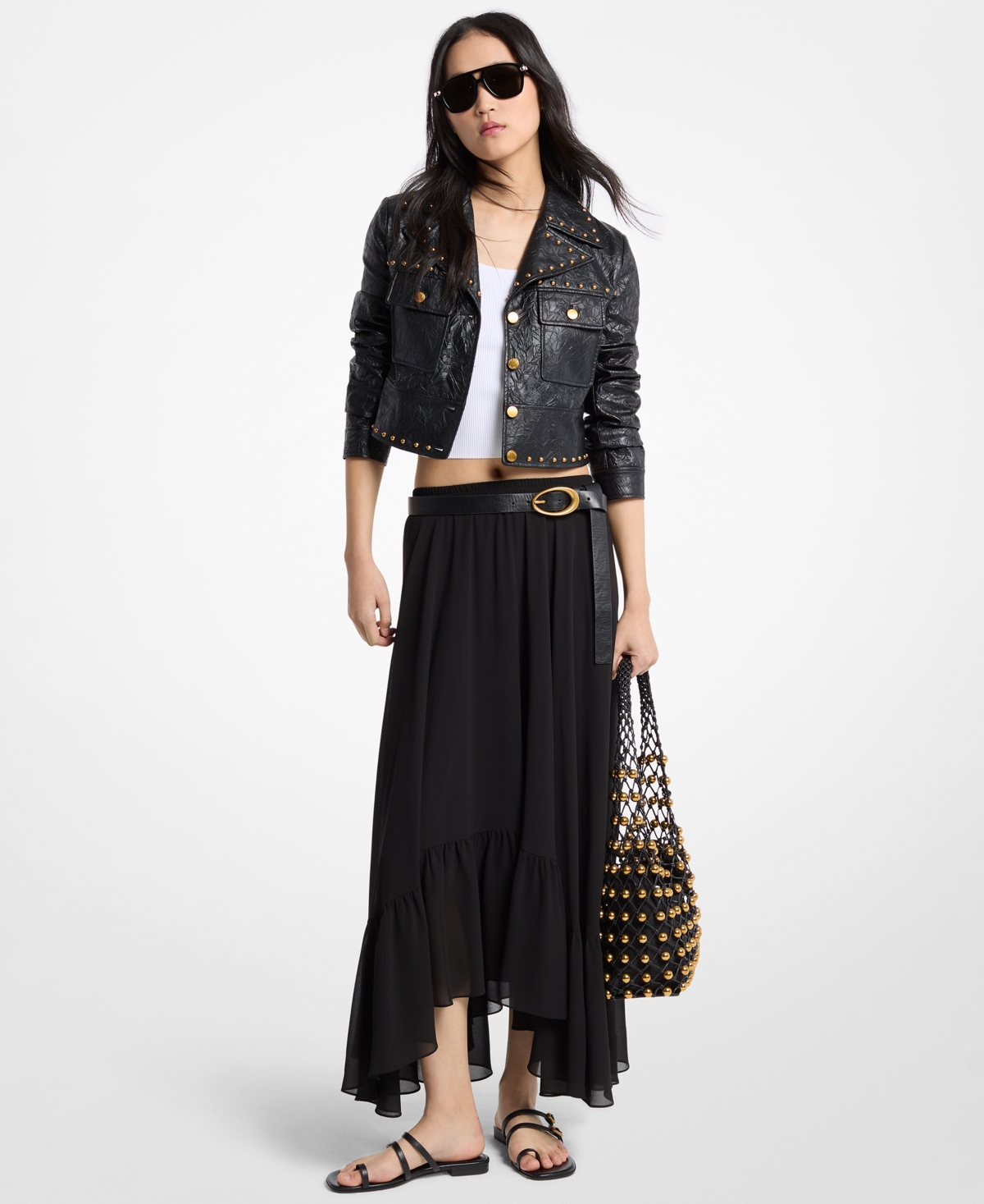 Click here for Michael Kors Womens High-Low Mid-Rise Skirt - Blac... prices