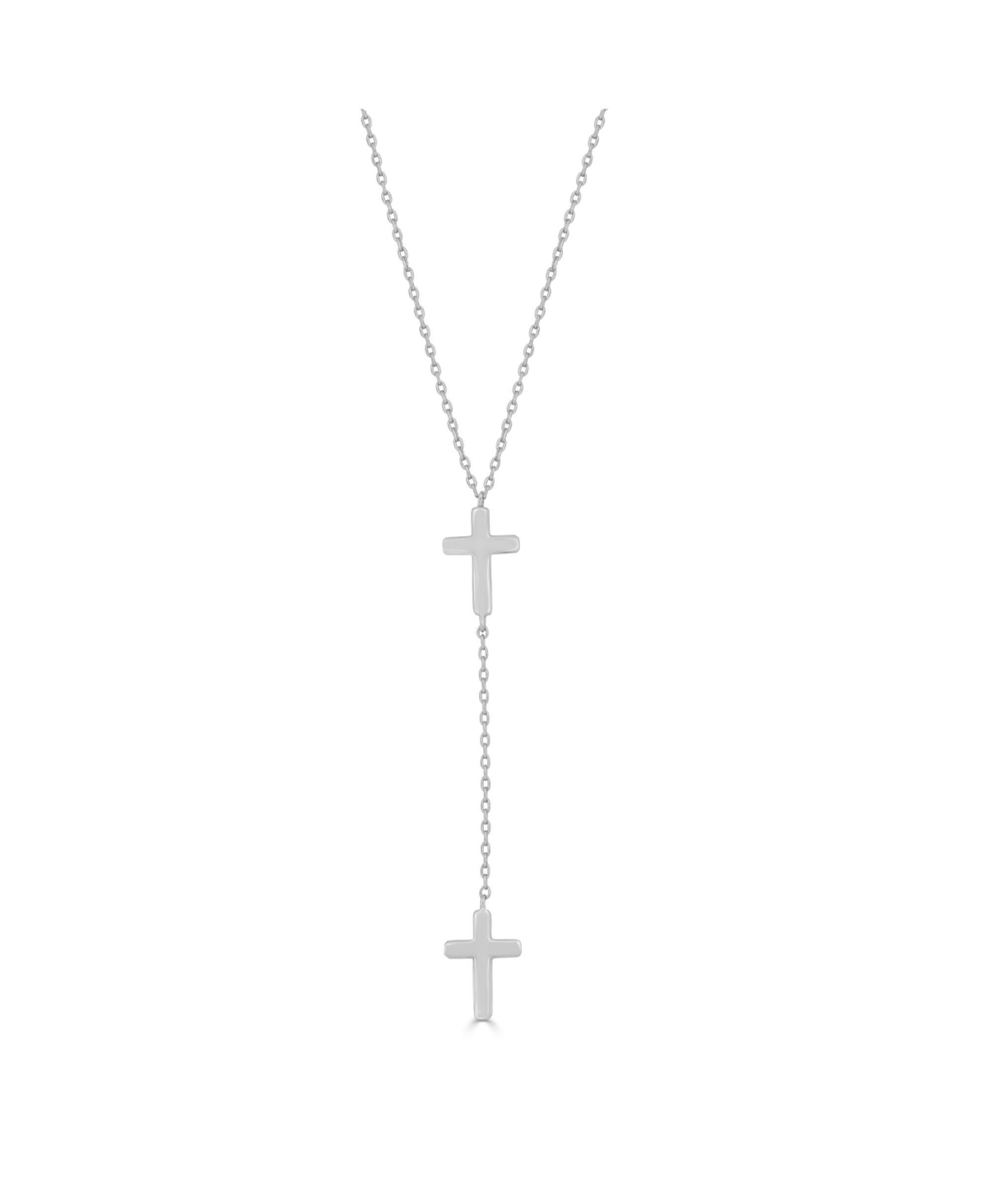 Click here for Simona Polished Double Cross Lariat Necklace - Sil... prices