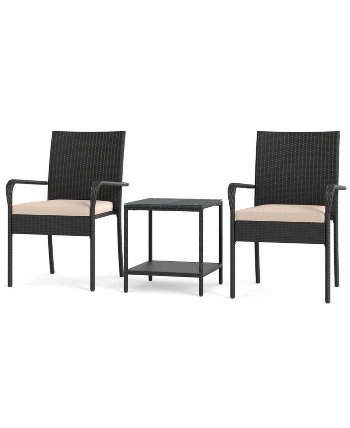 Click here for Gouun 3-Piece Pe Rattan Patio Chair Set with Tiere... prices