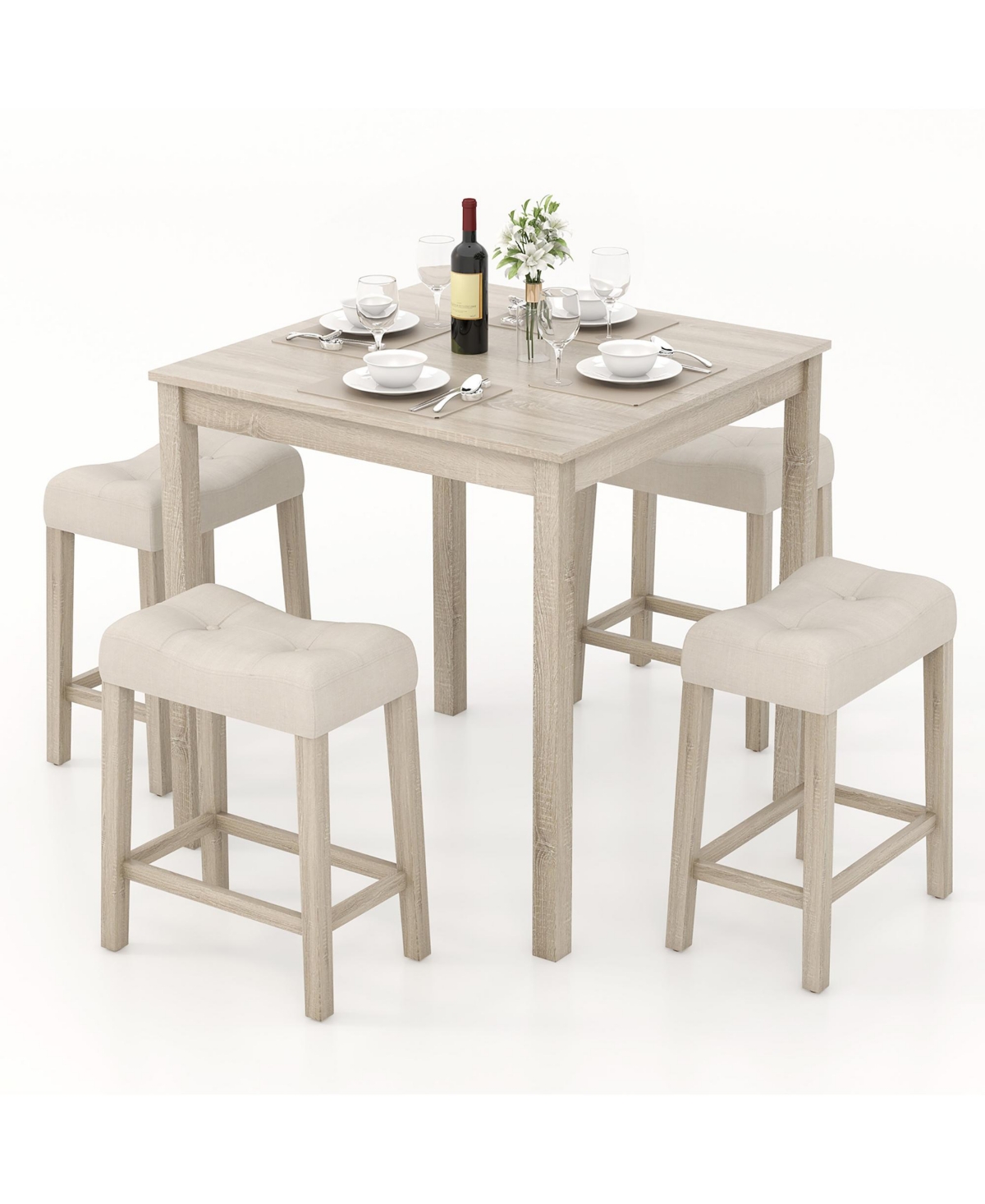 Click here for Gymax 5 Pcs Square Bar Table Set for 4 with Padded... prices
