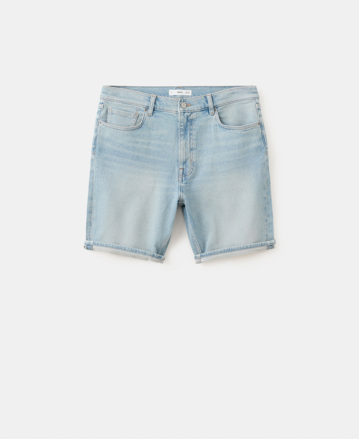 Click here for Mango Mens Slim-Fit Denim 9.45 Bermuda Shorts - Li... prices