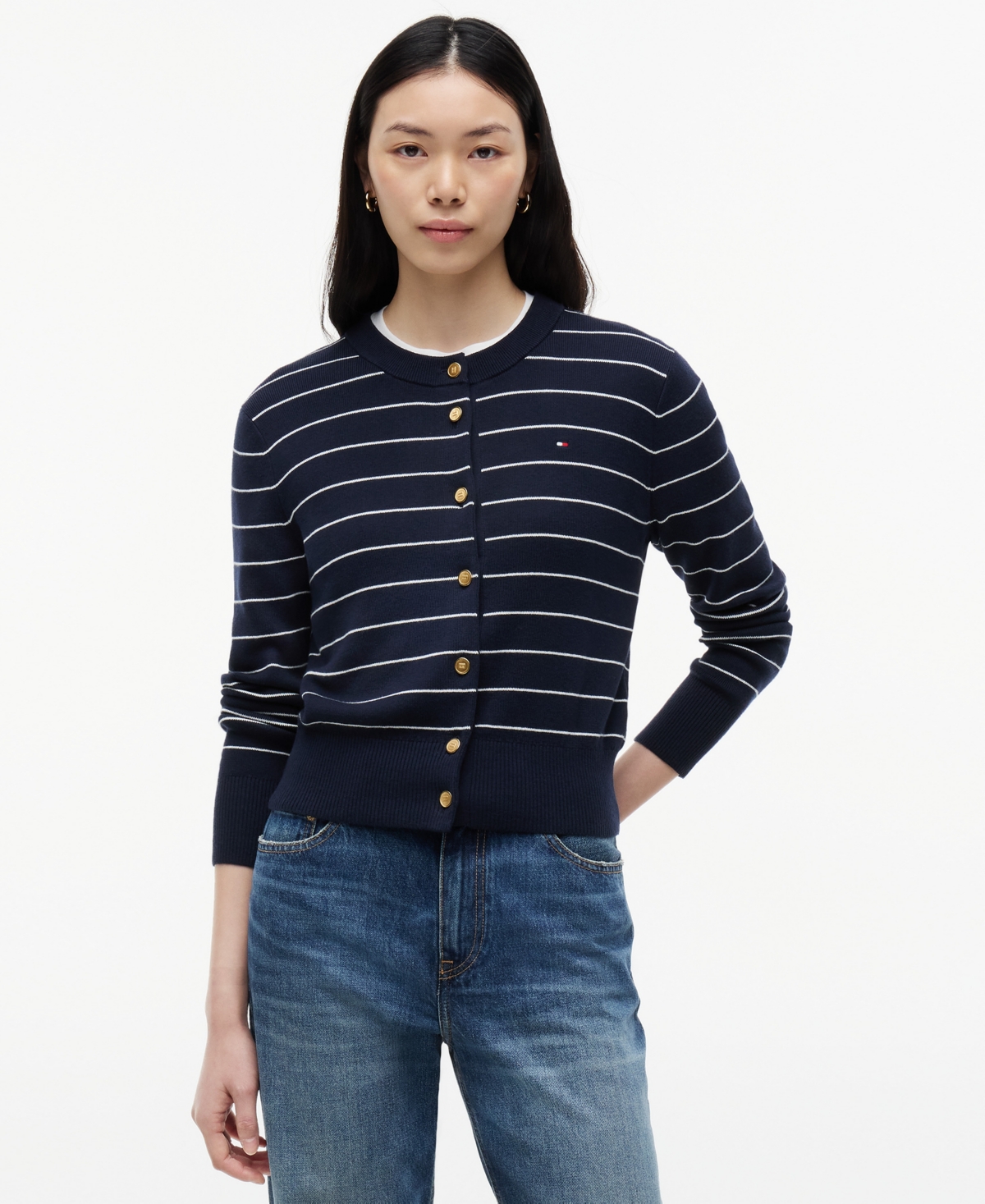 Click here for Tommy Hilfiger Womens Crewneck Cotton Cardigan - F... prices