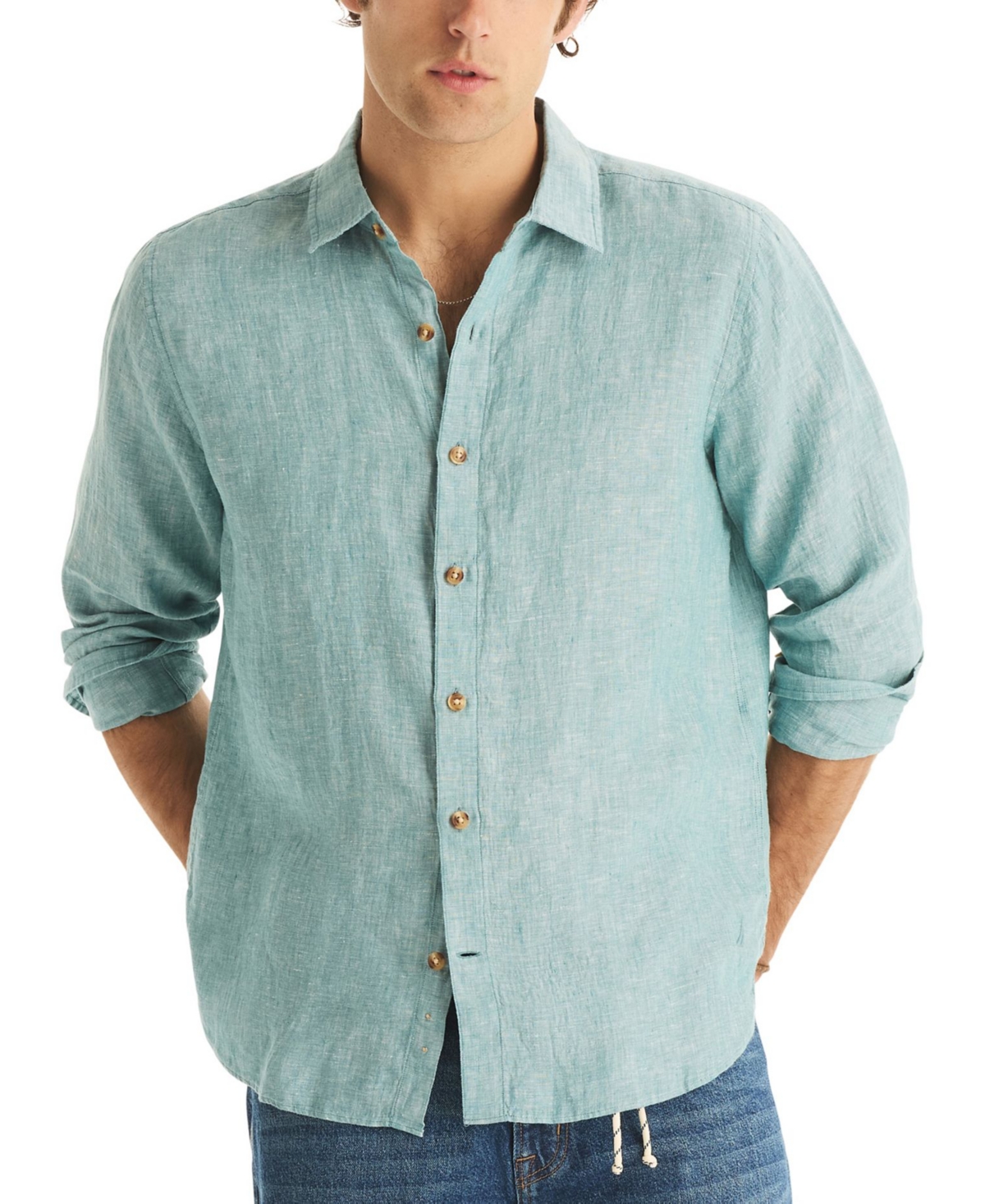 Click here for Nautica Mens Classic-Fit Long-Sleeve Button-Up Sol... prices
