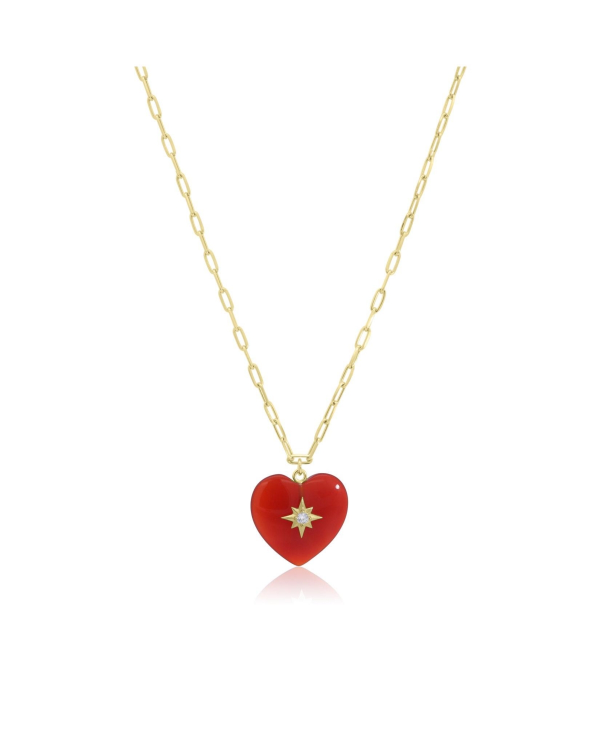 Click here for The Lovery Agate Starburst Heart Paperclip Necklac... prices